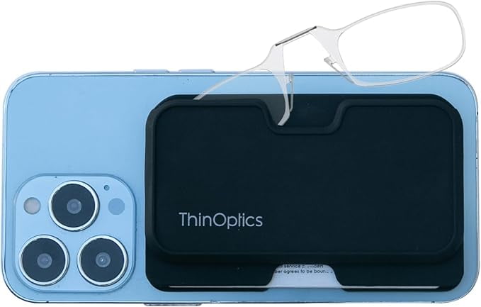 ThinOptics Readers with Wallet - Armless On-Nose Reading Glasses - Slim Wallet Attaches to Phone ...