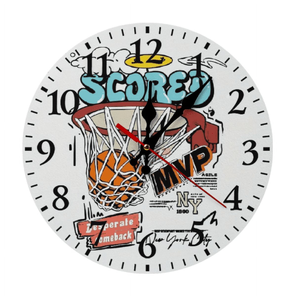 Thing MVP Basketball Design Wooden Silent Wall Clock , Artificial Wood ...