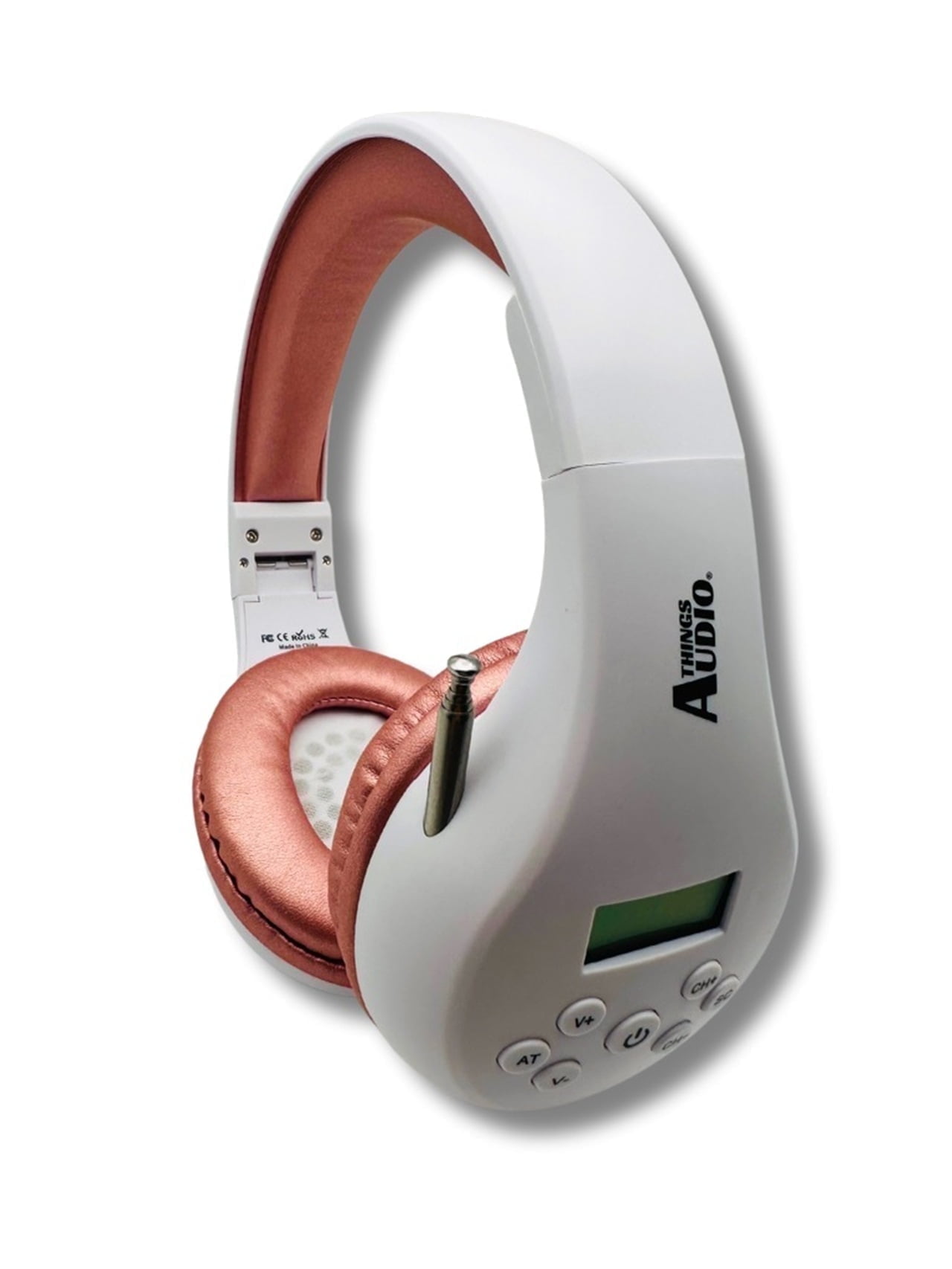 Things Audio Portable Personal FM Radio Headphones, White & Rose Gold ...