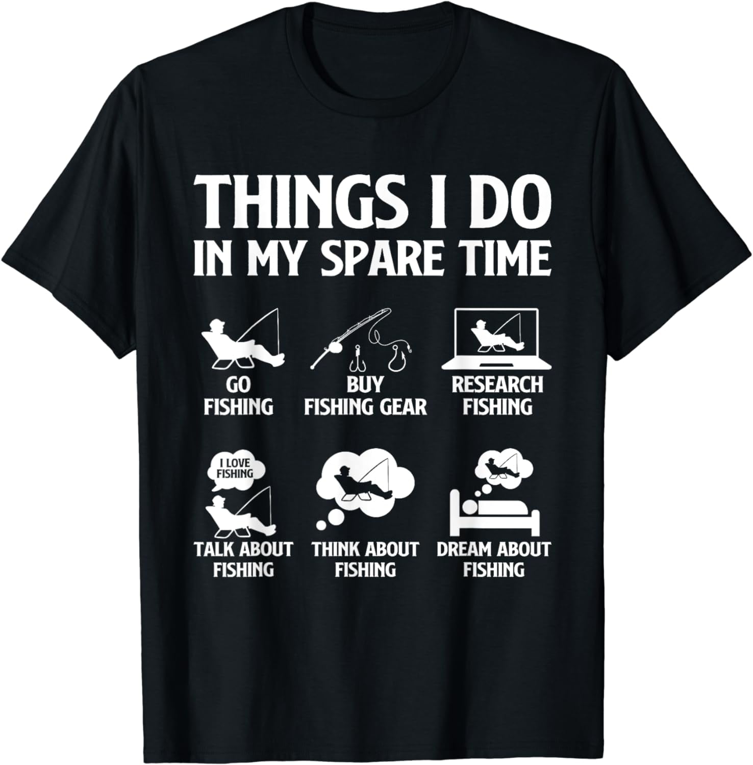 Things I Do In My Spare Time Fishing Boys Men Bass Fishing T-Shirt ...