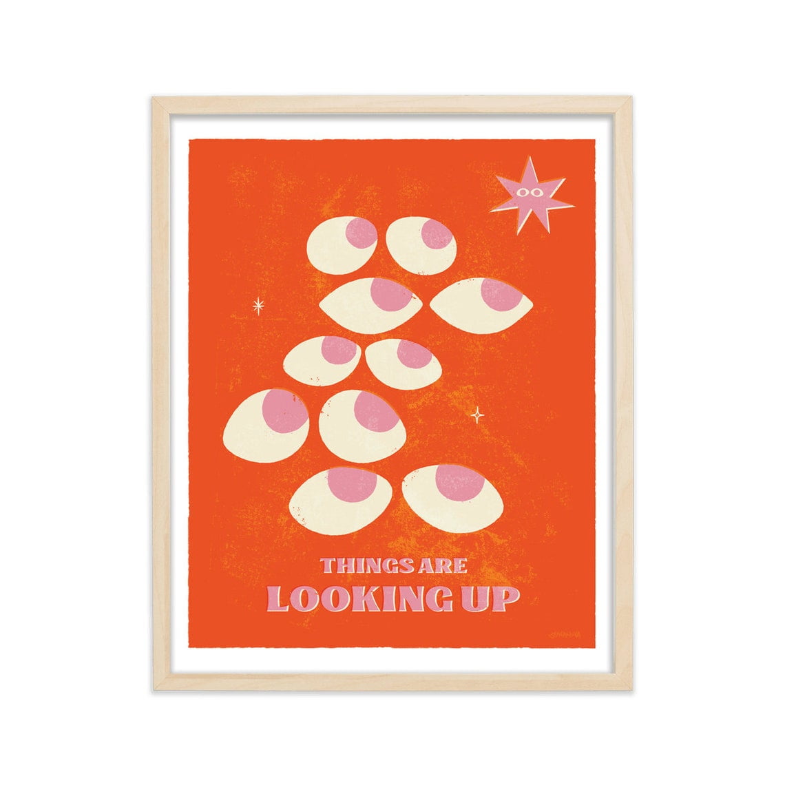 Things Are Looking Up, Red, Retro Art Print Illustration: Self Talk ...