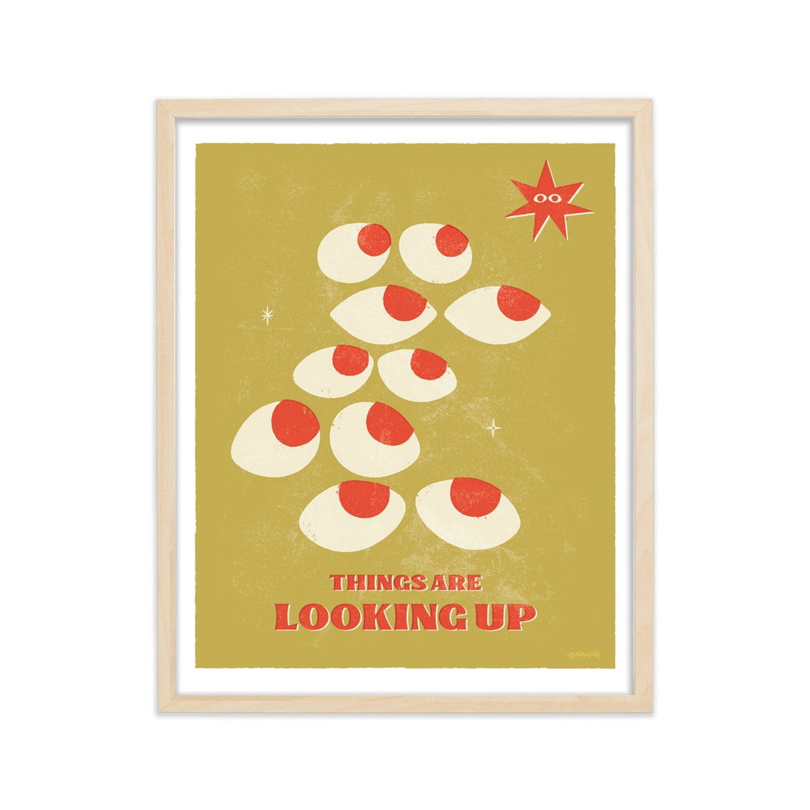 Things Are Looking Up, Yellow, Retro Art Print Illustration: Self Talk ...
