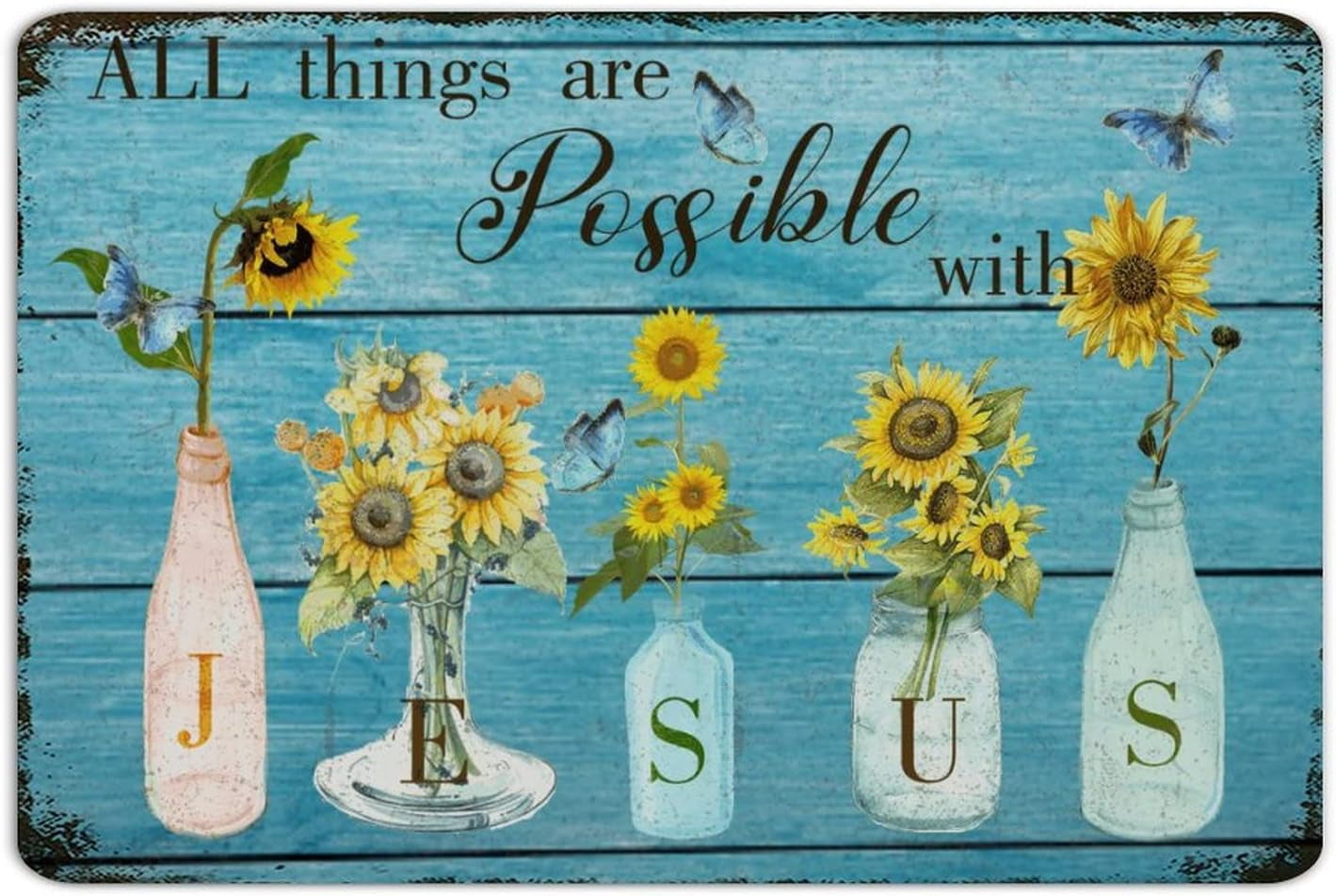 All Things Are Possible with Jesus Decorative Metal Tin Sign Funny ...