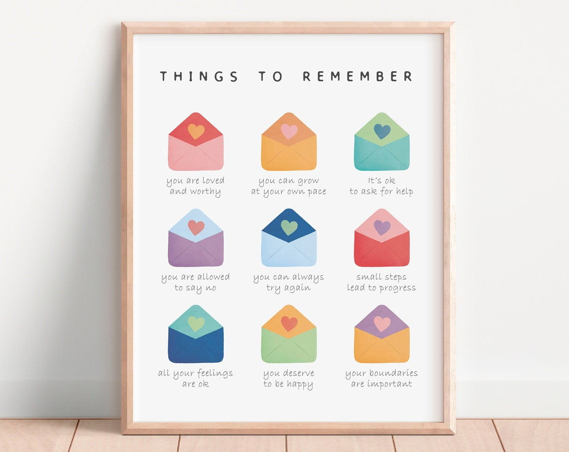 Things To Remember Poster, Coping Skills Poster, Therapist Office Decor ...