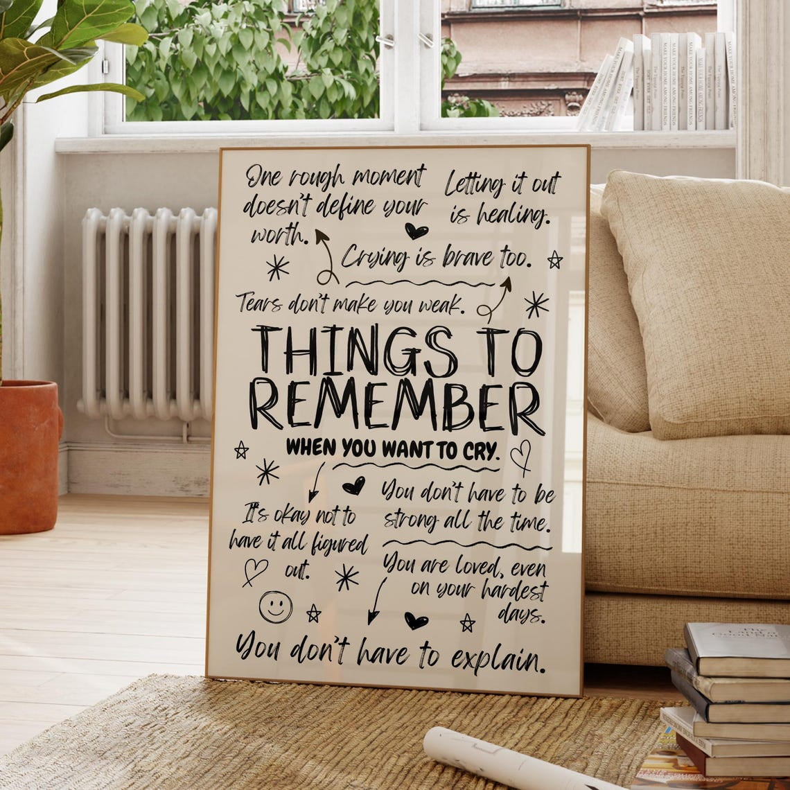Things To Remember When You Want To Cry Print Handwritten Positive ...