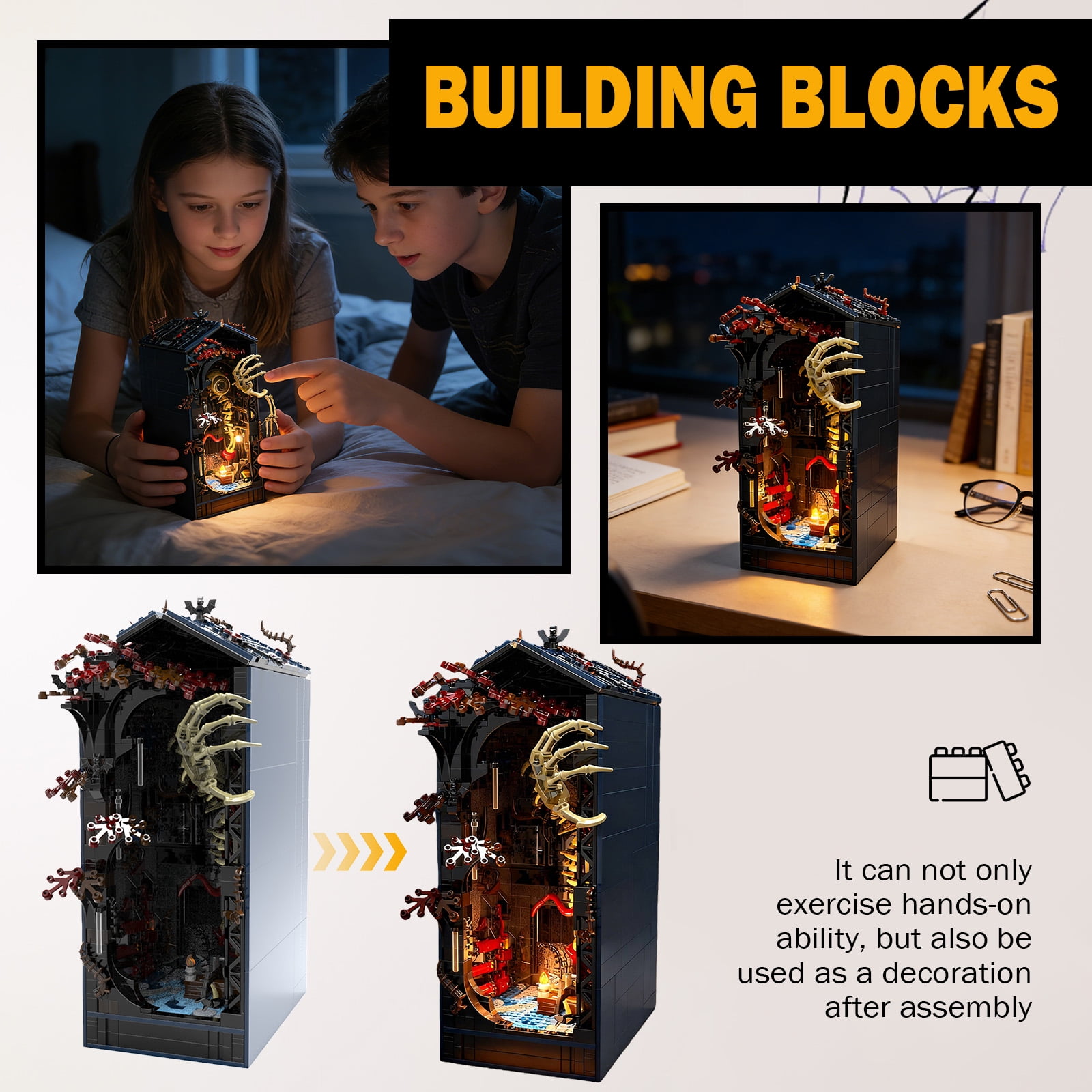 Things S-Stranger Upside Down Illuminated Diorama Building Blocks Set Horror Scene Replica Hands ...