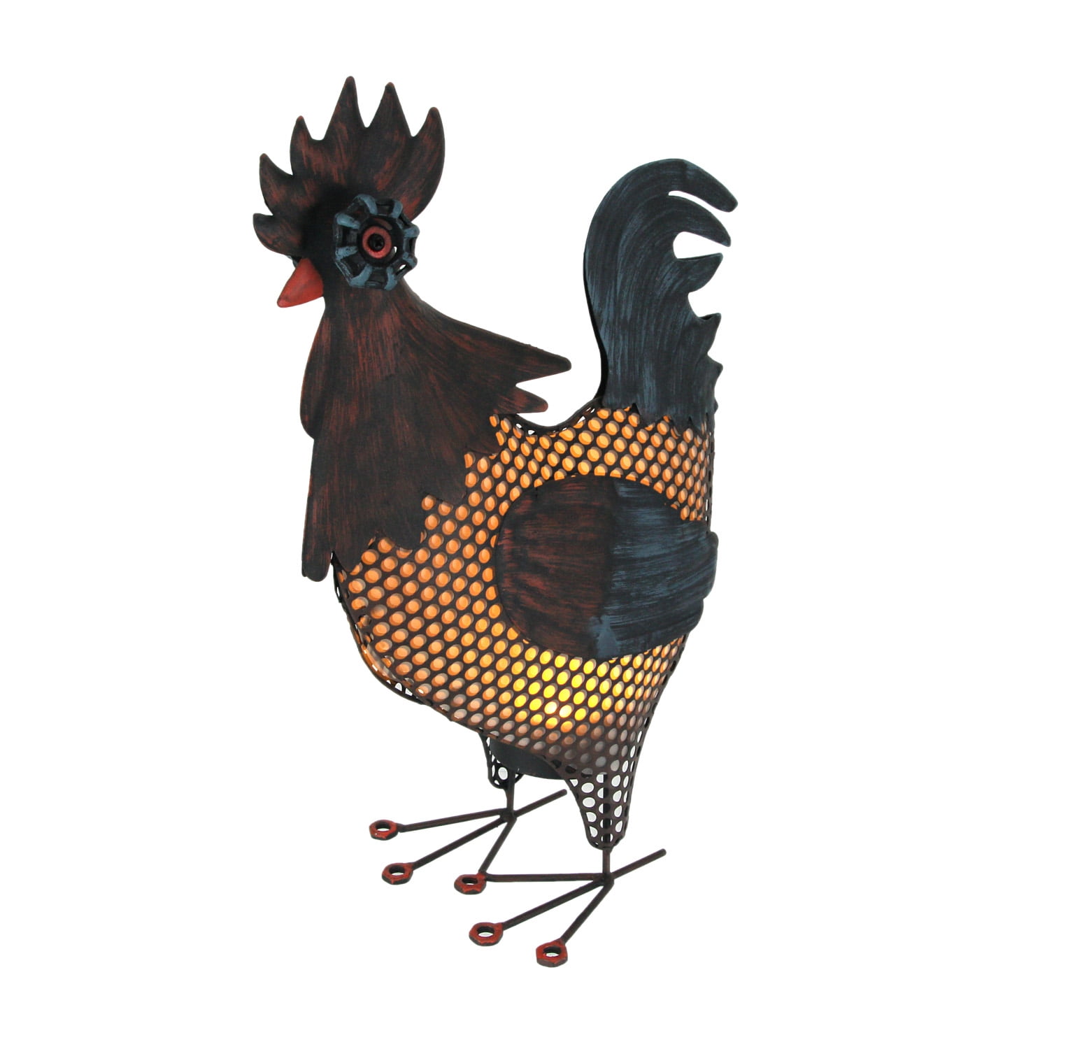 Things2Die4 Brown Metal Rooster Battery Powered Accent Light 18 inches ...