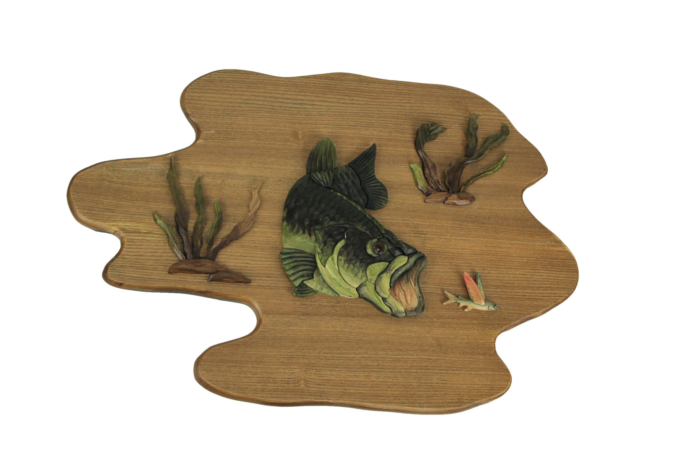 Things2Die4 Hand Carved Wood Bass Fish Wall Plaque Lodge Décor Cabin ...