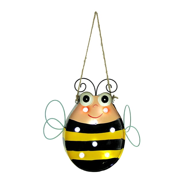 Things2Die4 Metal Bee Hanging LED Solar Garden Sculpture Light Yard ...