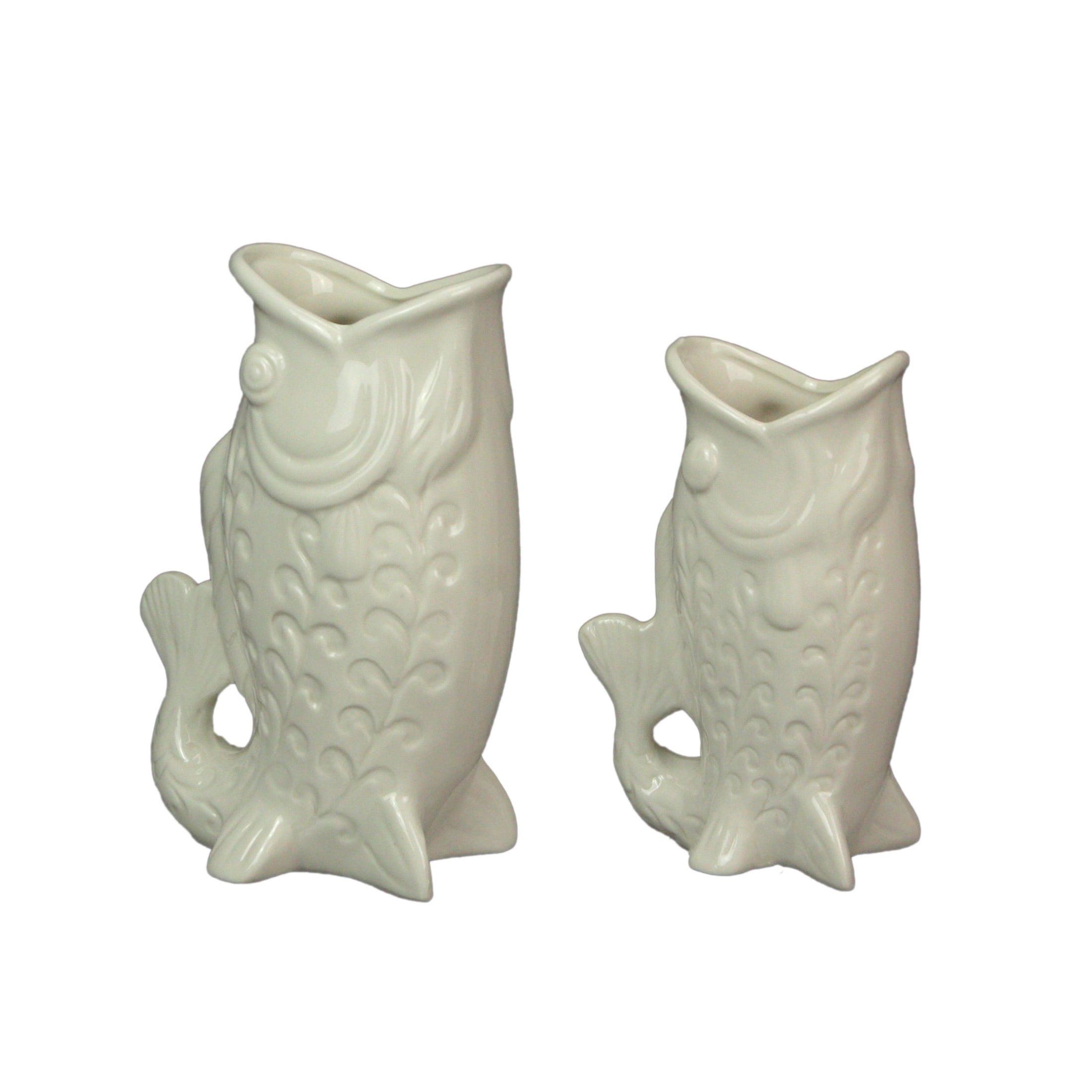Things2Die4 Set of 2 White Fish Vases – Ocean-Inspired Porcelain Decor ...