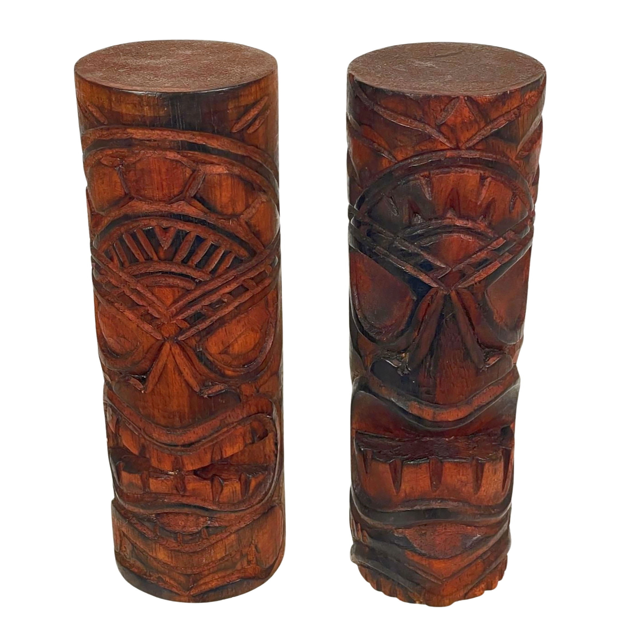 Things2Die4 Set of 2 Hand-Carved Wood Tiki Totems 8" Tribal Island ...