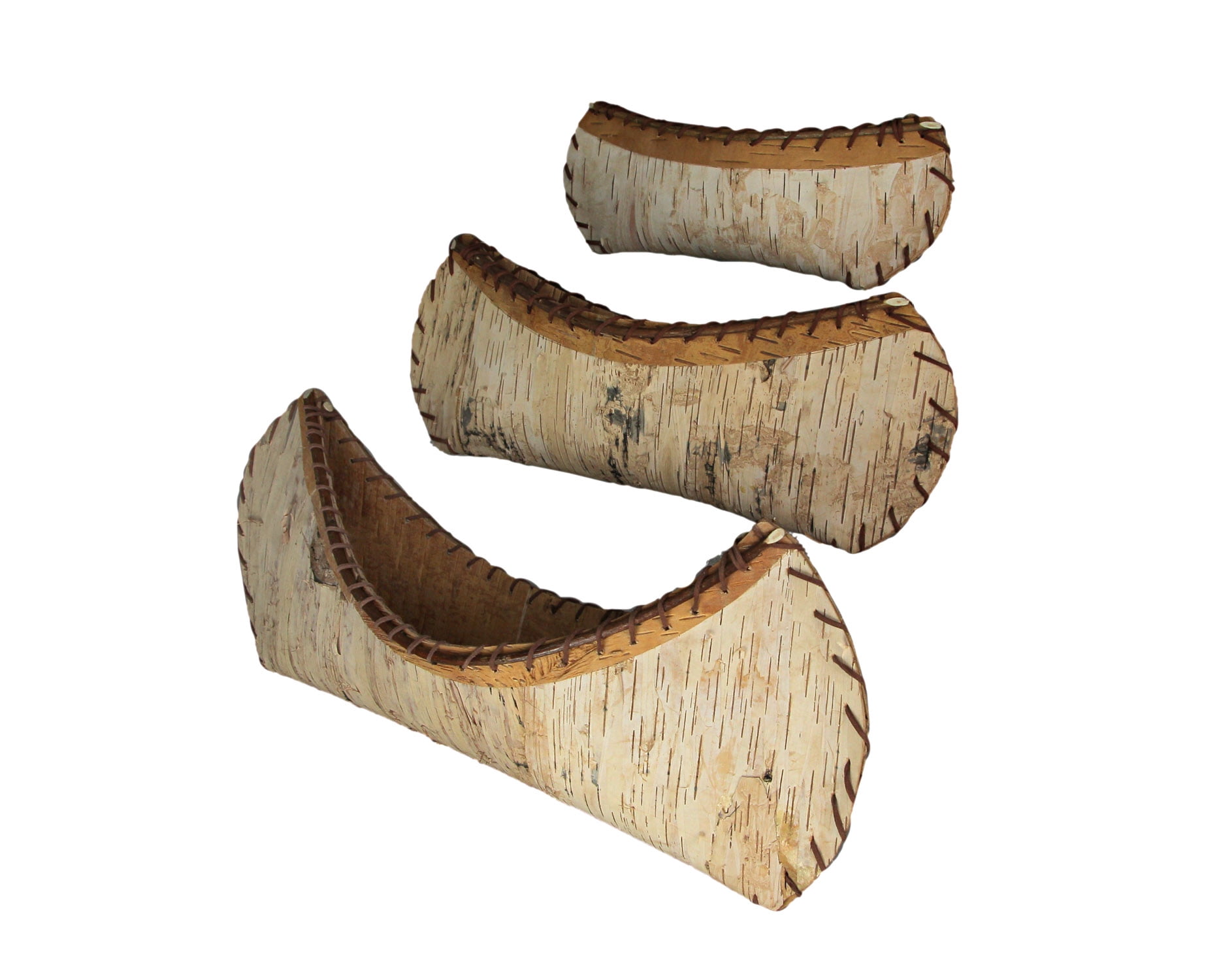 Things2Die4 Set of 3 Rustic Birch Bark Decorative Wood Canoe Sculptures ...