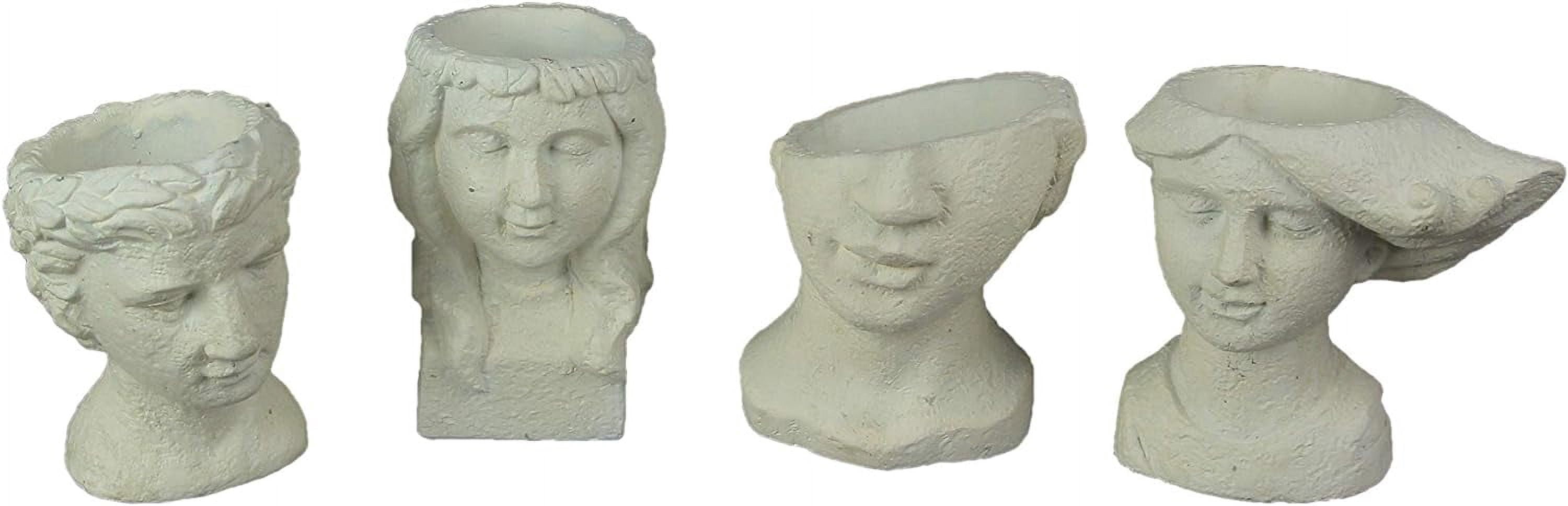 Things2Die4 Set of 4 Washed White Cement Indoor Outdoor Mini Head ...