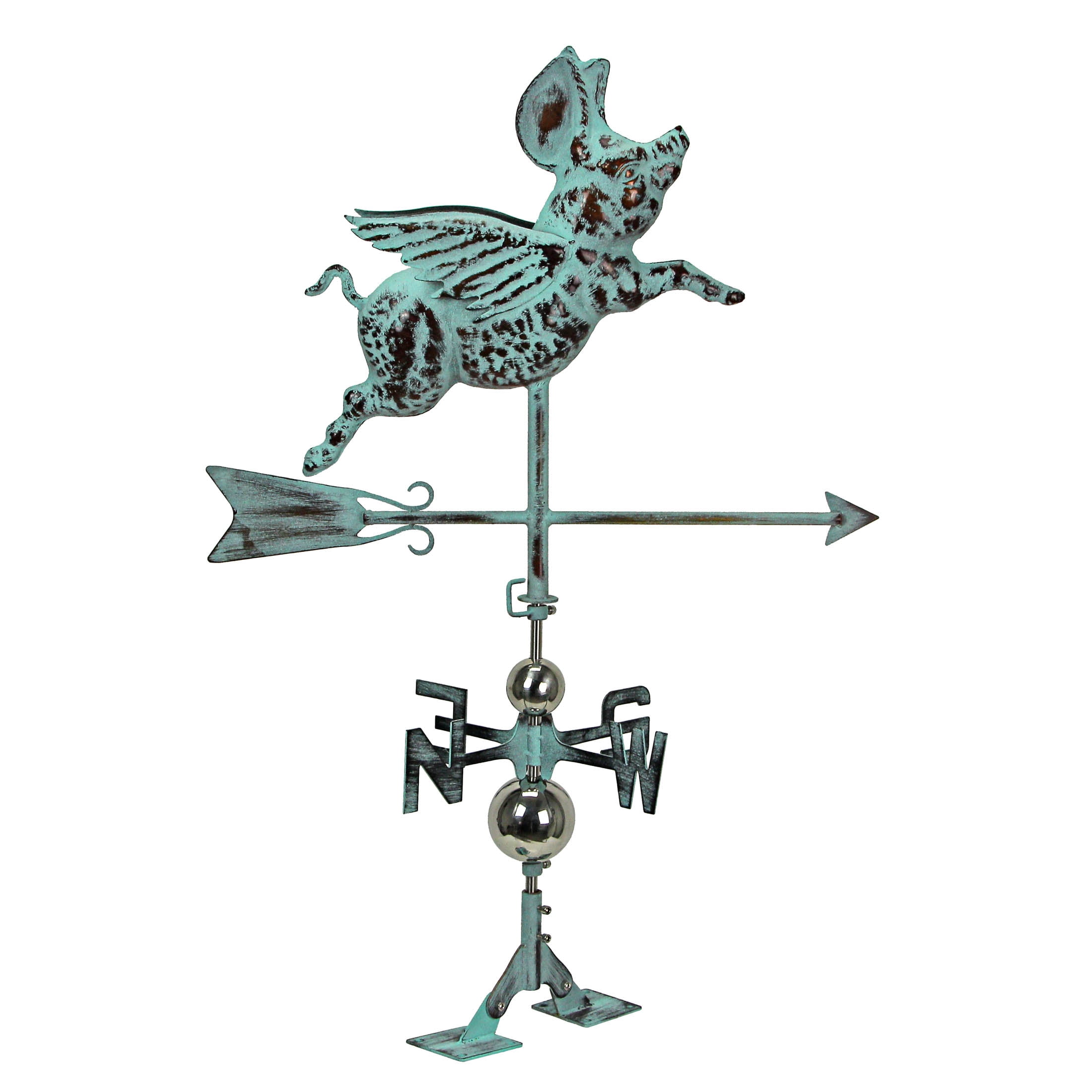 Things2Die4 Verdigris Copper Flying Pig Weathervane Roof Mount ...