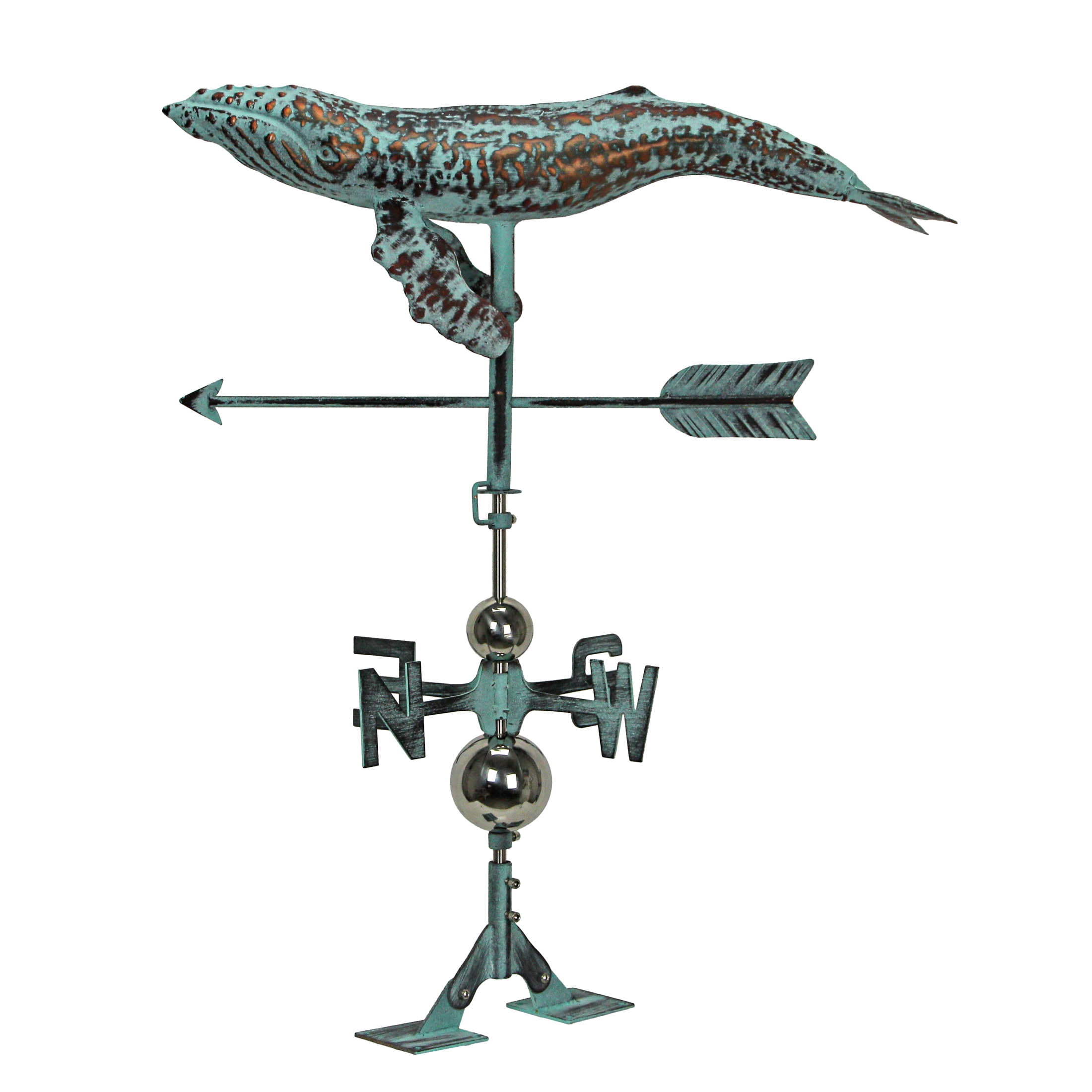 Things2Die4 Verdigris Copper Humpback Whale Weathervane Roof Mount ...