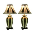 Things2Die4 Ceramic Table Lamp Set, Striped Finish, Tassel Shade, 17.5 ...