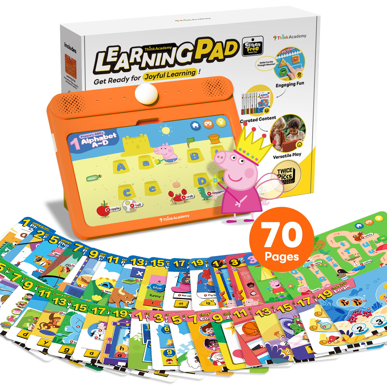 Think Academy Kids Learning Pad - 70 Themes Educational Tablet to Learn ...