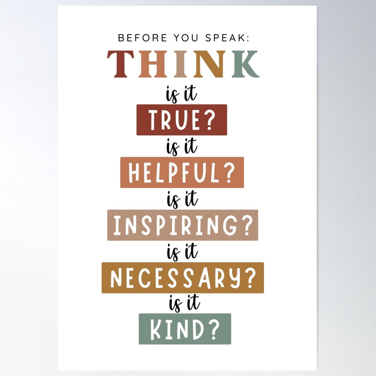 Think Acronym Poster Wall Art, Modern Wall Decor For Living Room ...