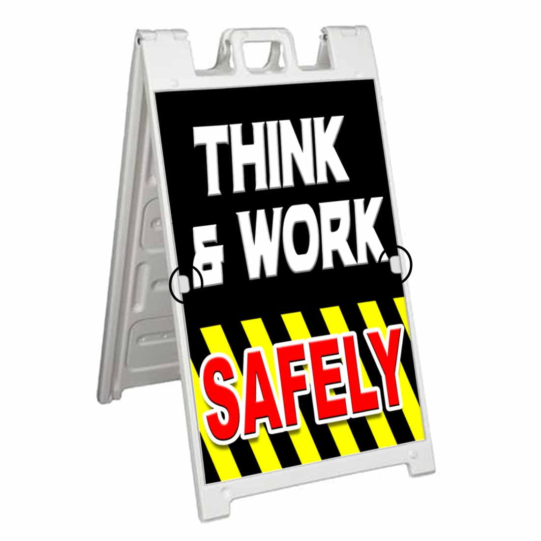 Think And Work Safely (24" X 36") Deluxe A-Frame Signicade, Includes 2 ...