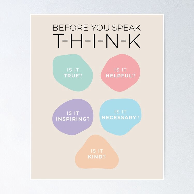 Think Before You Speak - Pastel Rainbow On Sand Poster- Unframed Poster ...