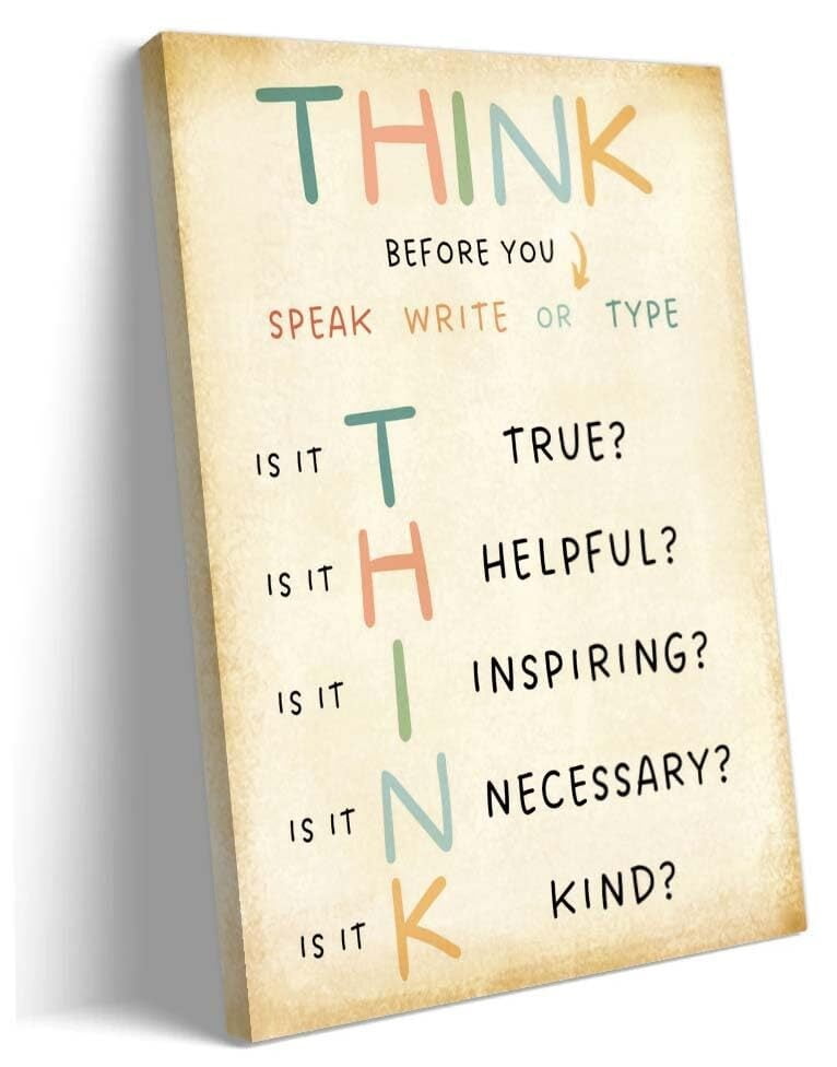 Think Before You Speak Poster Prints Classroom Rules Wall Art Therapy ...