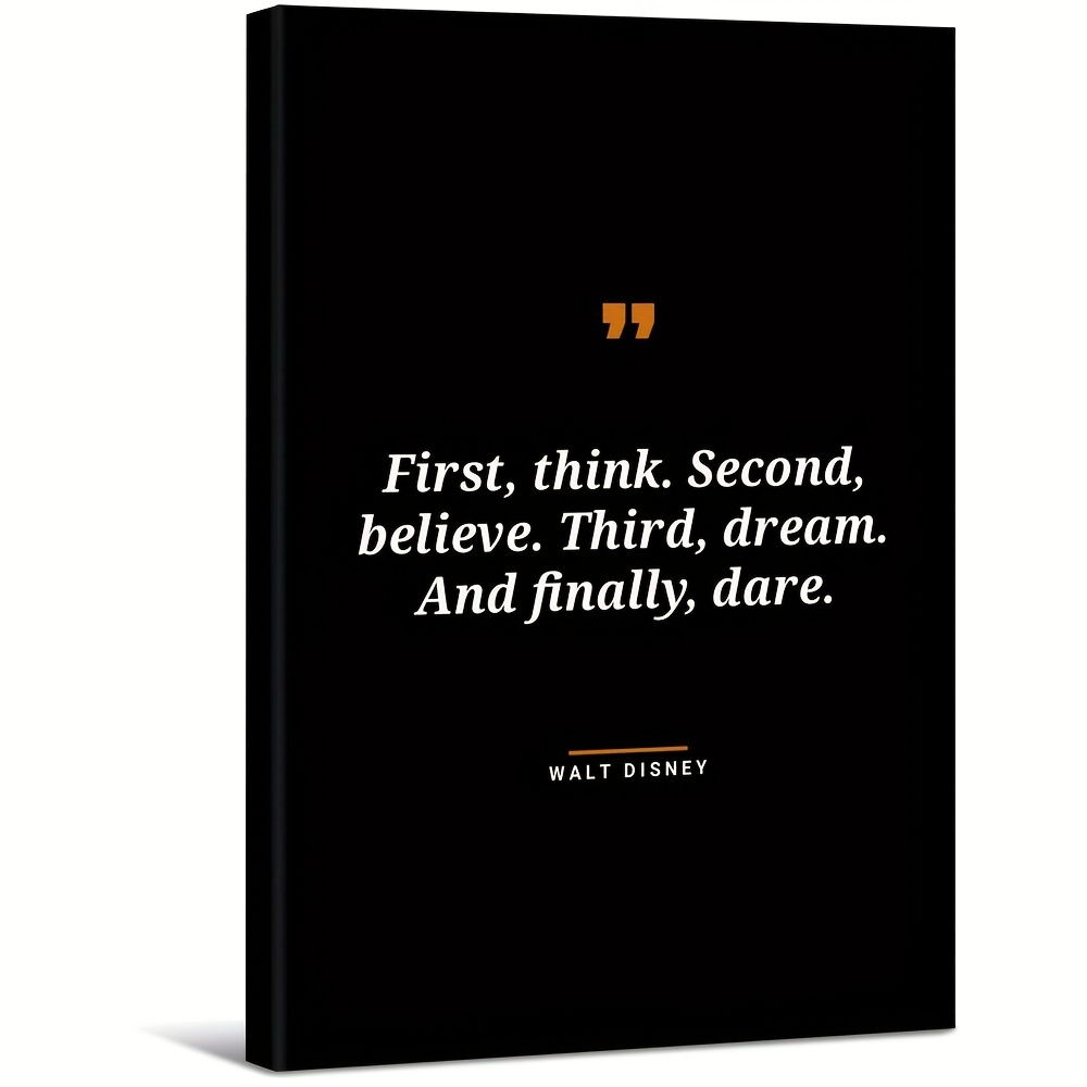Think Believe Dream Dare Disney Quote Large Wooden Framed Wall Art Home Decor Canvas Painting ...