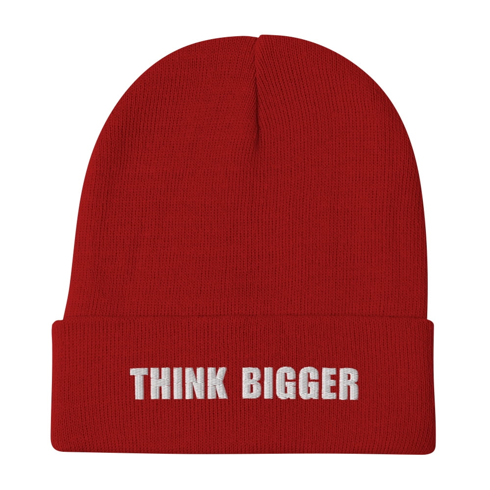 Think Bigger Embroidered Beanie (Red) - Walmart.com