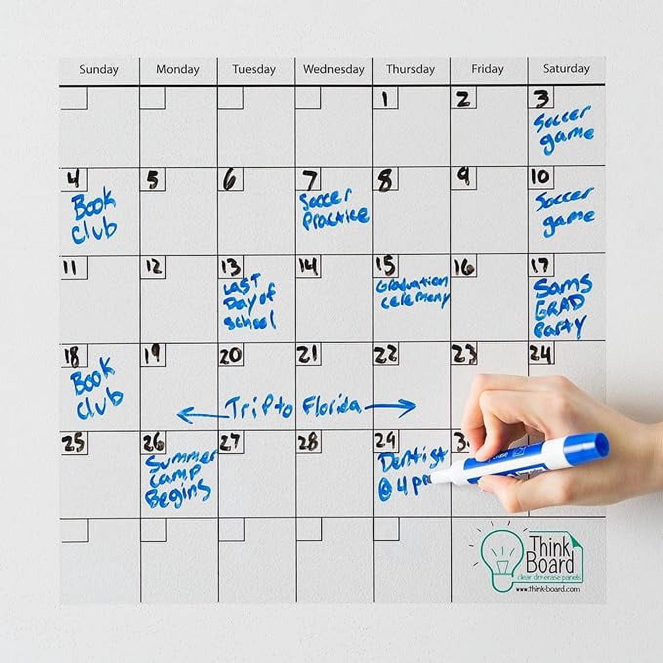 Think Board Self-Adhesive Whiteboard Wall and Refrigerator Calendar ...