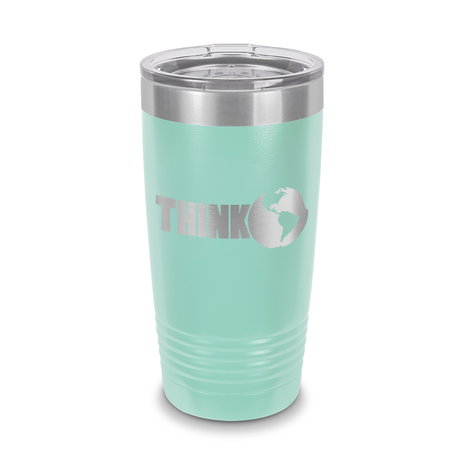 Think Green Tumbler 20 oz - Laser Engraved w/ Clear Lid - Stainless ...