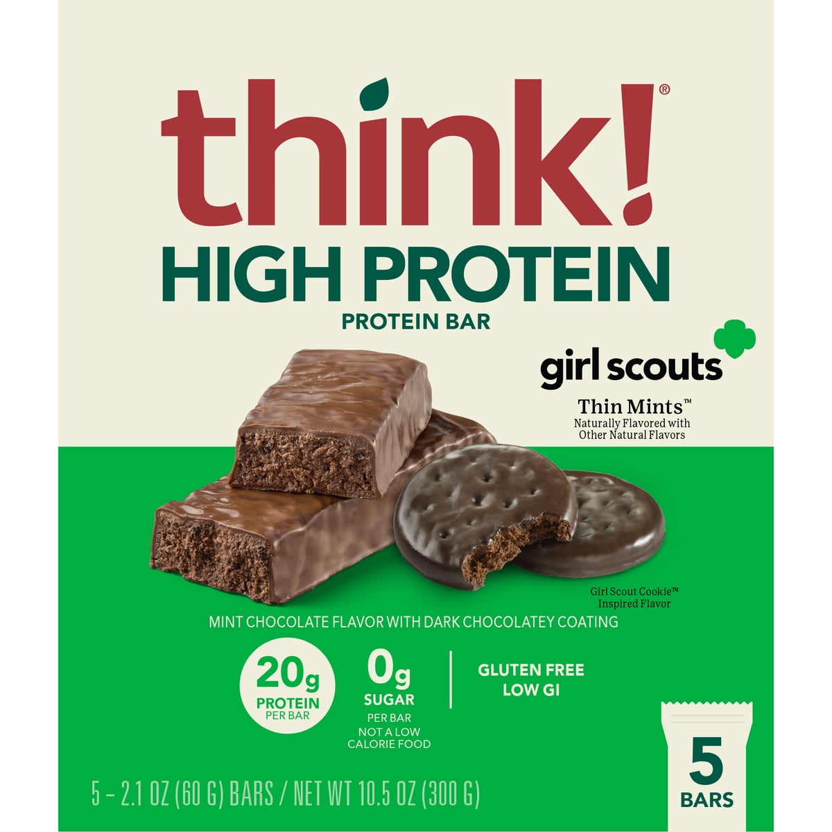 Think! High Protein Bars, Girl Scout Thin Mint, 20g, 5CT - Walmart.com