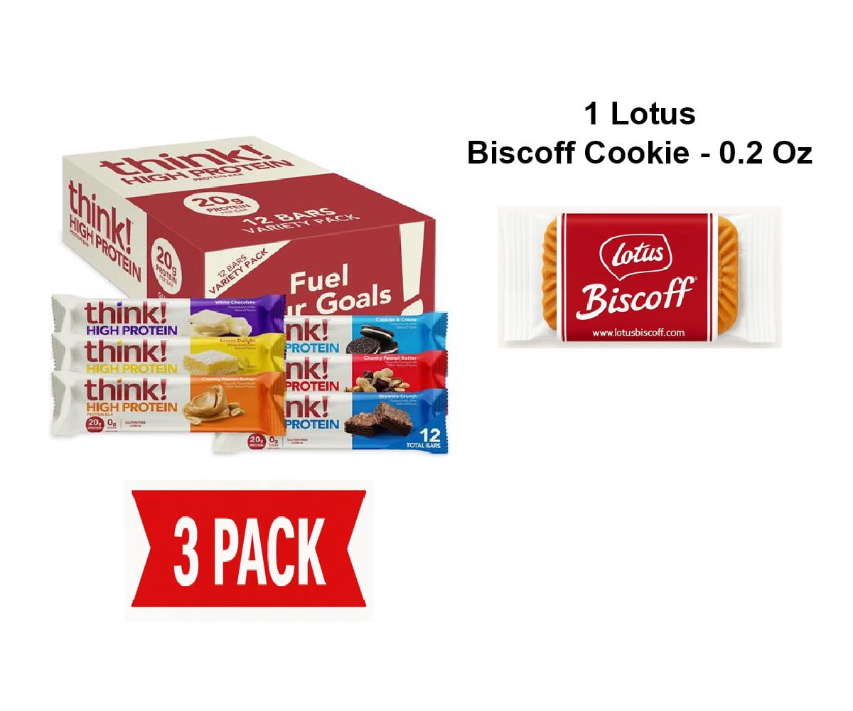 Think, High Protein Bars Variety Pack, 2.1 Ounce - Pack Of 3 & Lotus ...