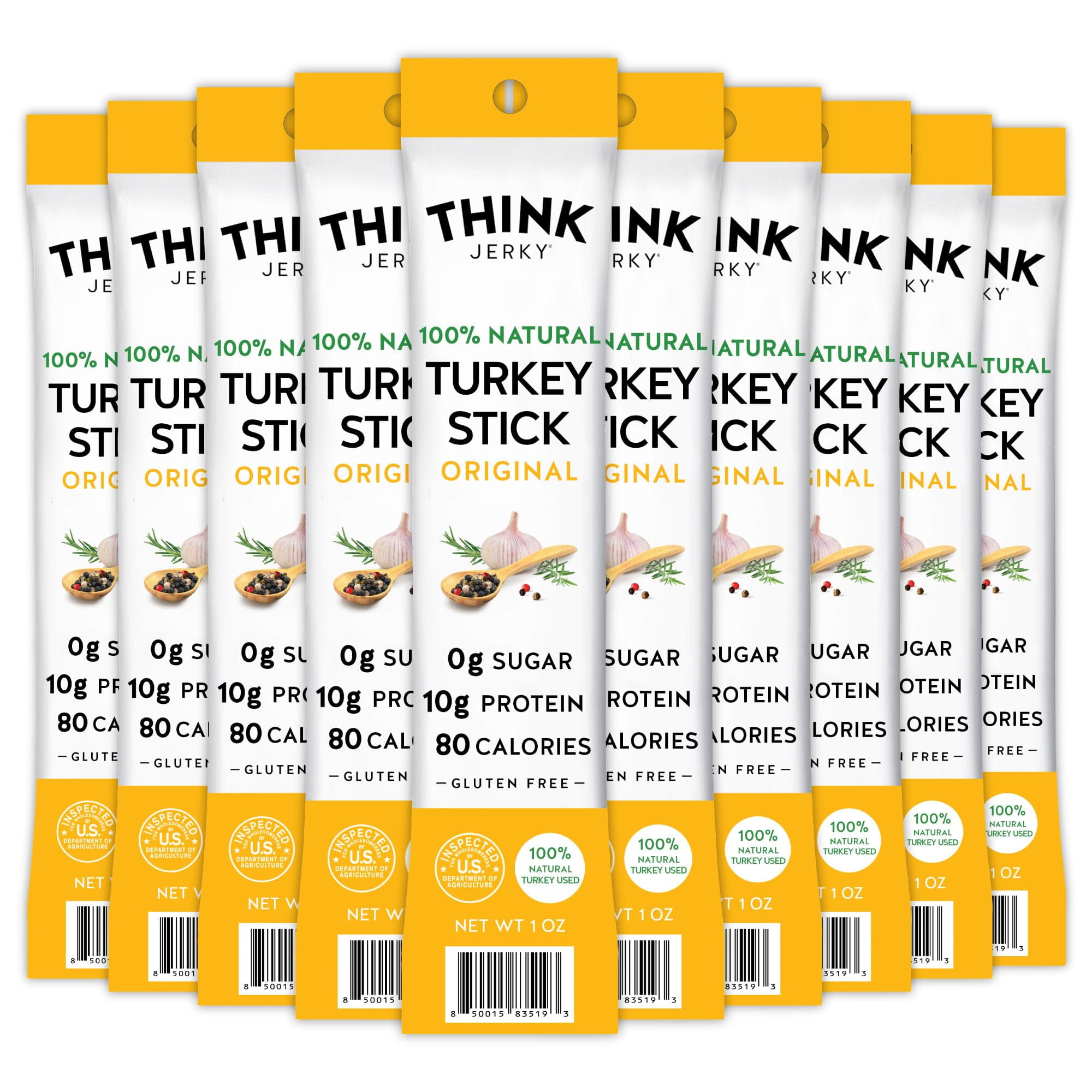 Think Jerky All-Natural Turkey ESF27 Sticks, Gluten and Sugar Free, No ...