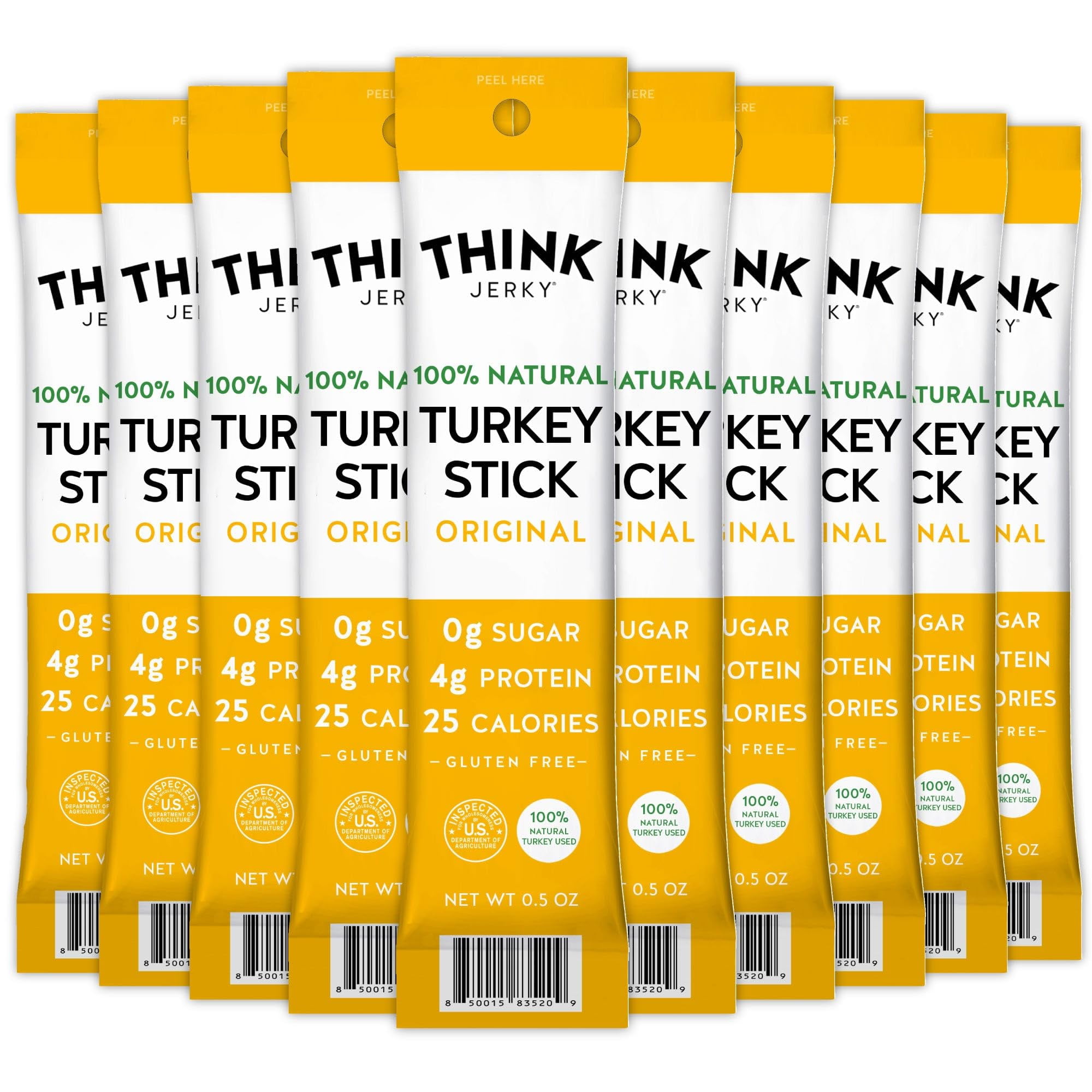 Think Jerky All-Natural Turkey SAF21 Sticks, Gluten and Sugar Free, No ...
