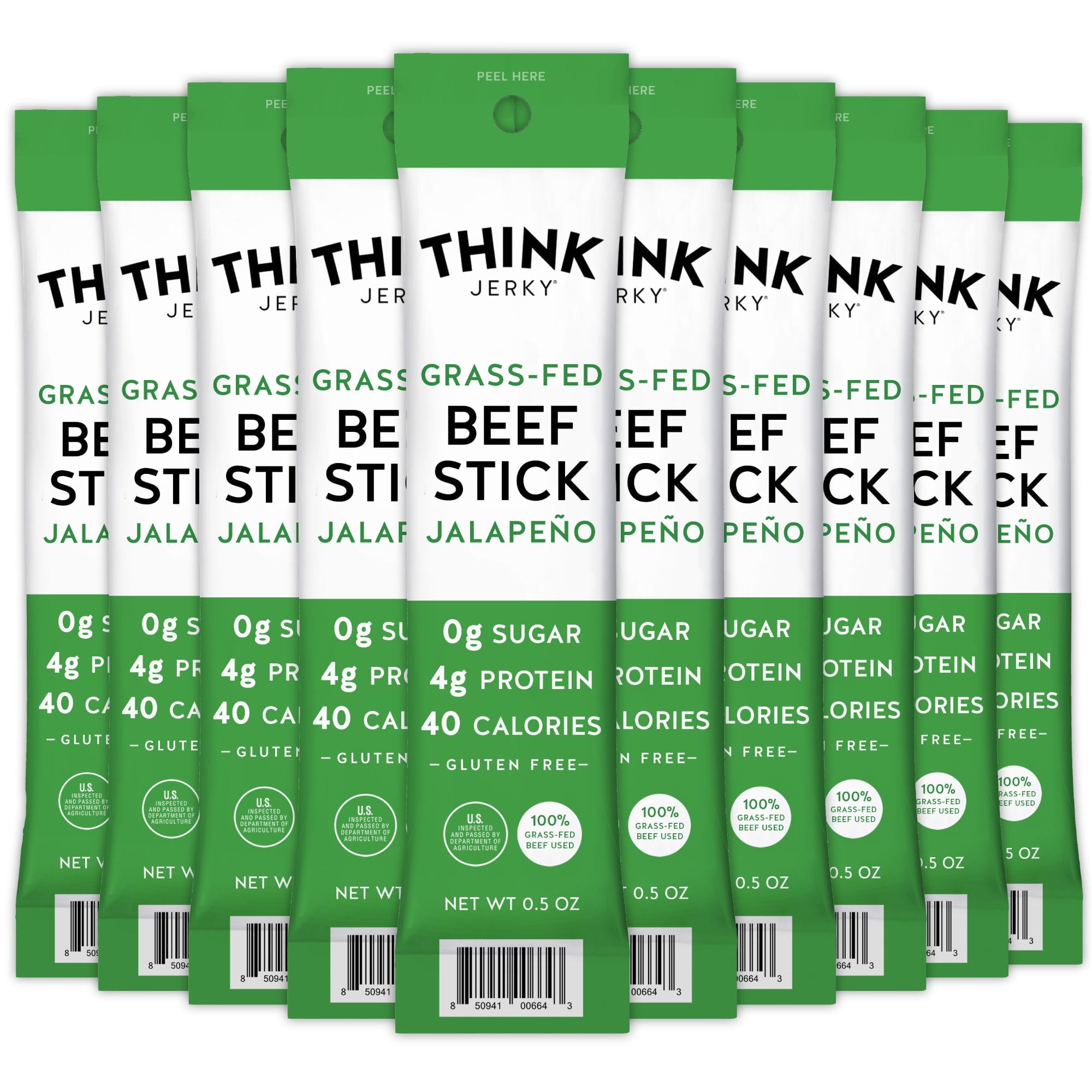 Think Jerky Jalapeno Beef Sticks, Gluten and Sugar Free, No Nitrates ...