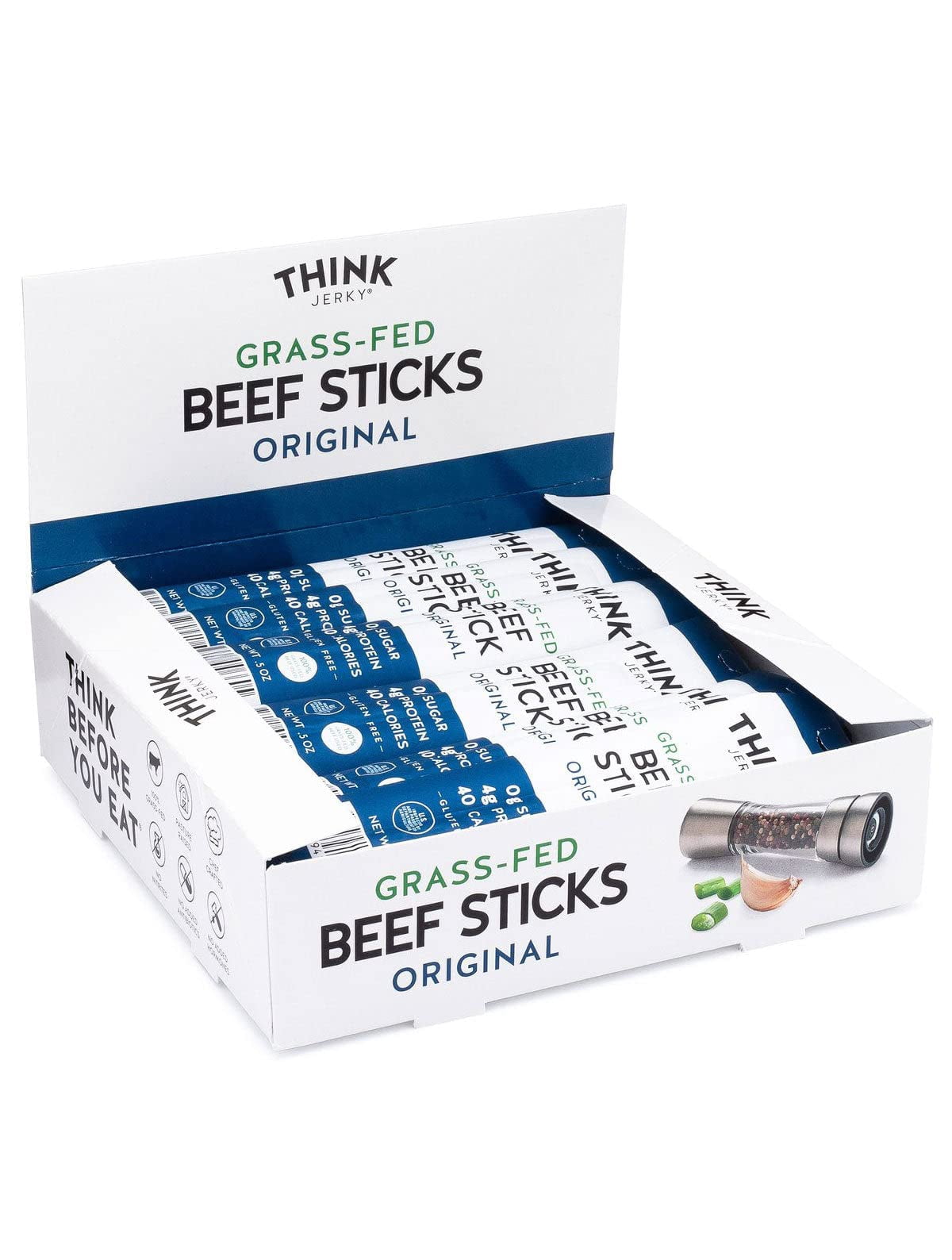 Think Jerky Original Beef YYF14 Sticks, Gluten and Sugar Free, No ...