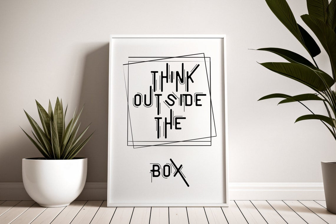 Think Outside The Box Quote Wall Art, Unframed Canvas Size 8x12 ...