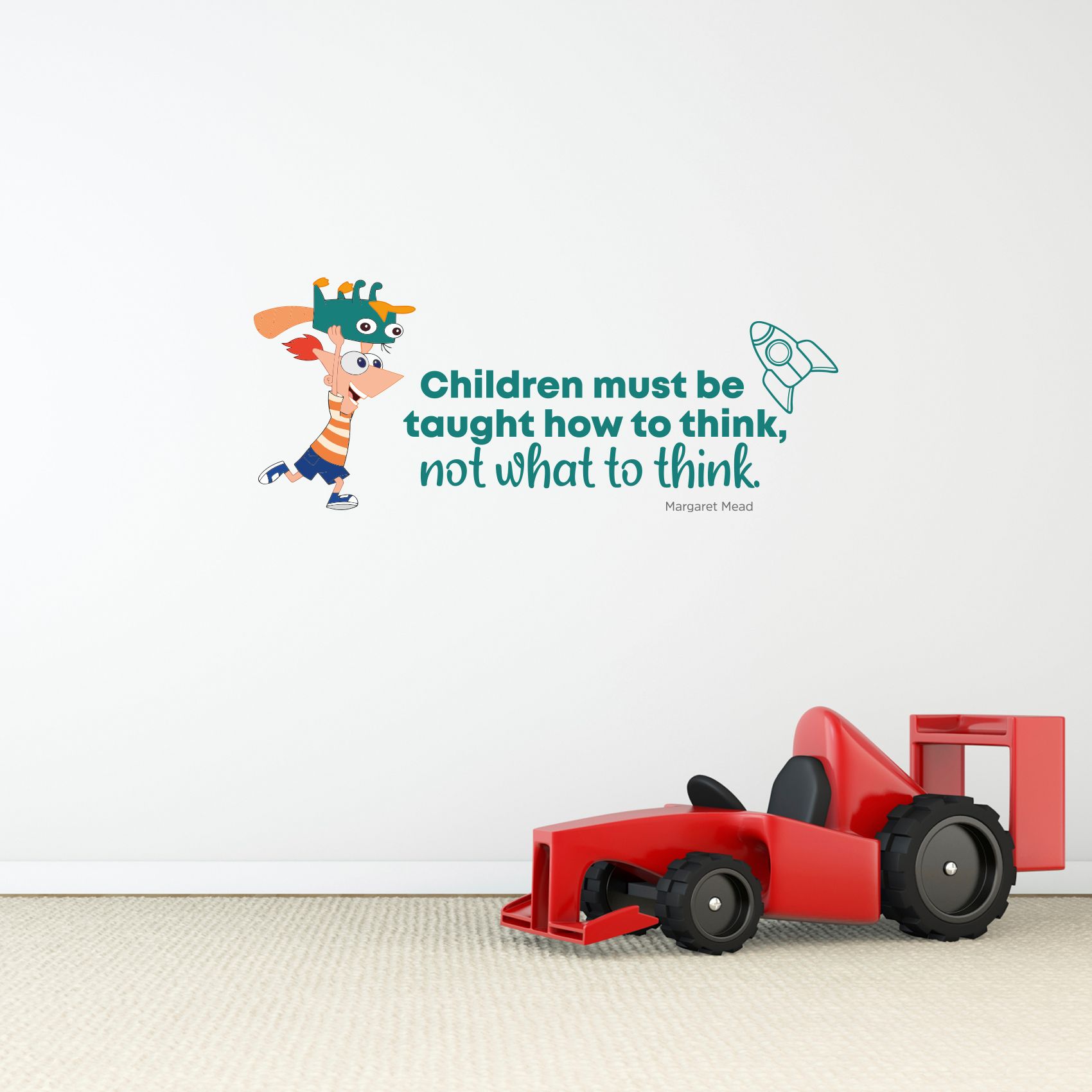 How To Think Phineas Ferb Quote Cartoon Quotes Decors Wall Sticker Art ...