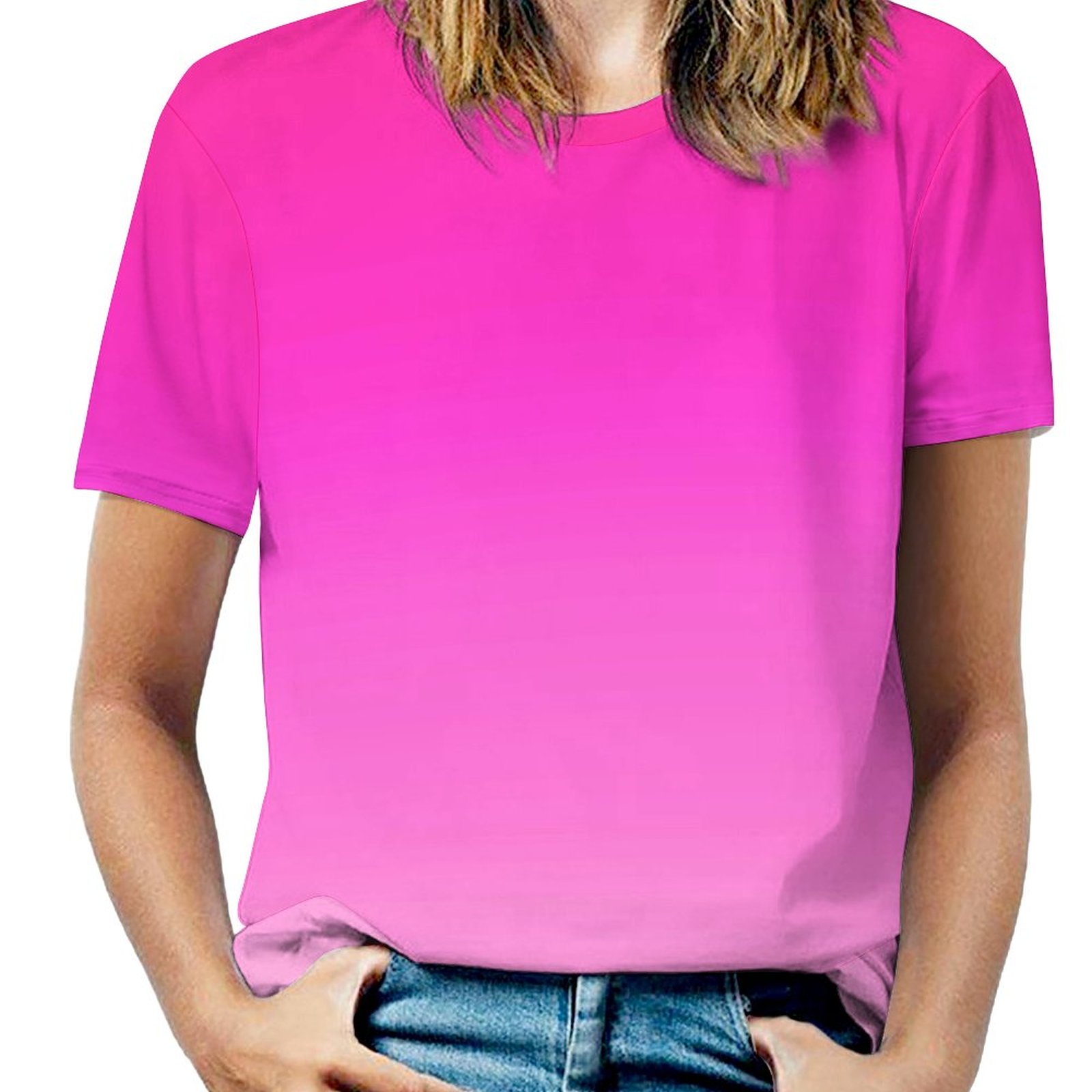 Think Pink Ombre Gradient Tie Dye Sexy And Club Fashion Female T-Shirt ...