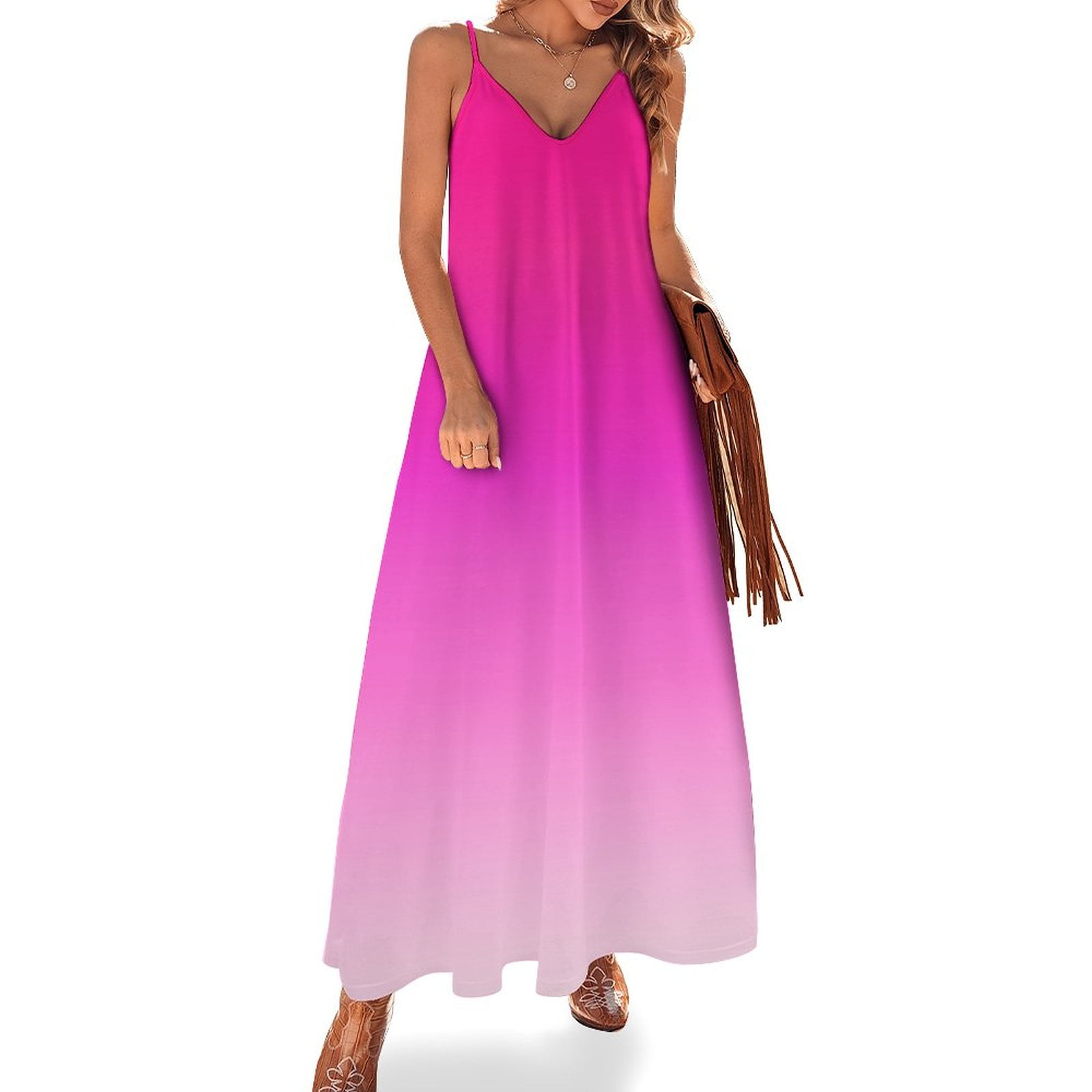 Think Pink Ombre Gradient Tie Dye Sleeveless Dress elegant women's ...