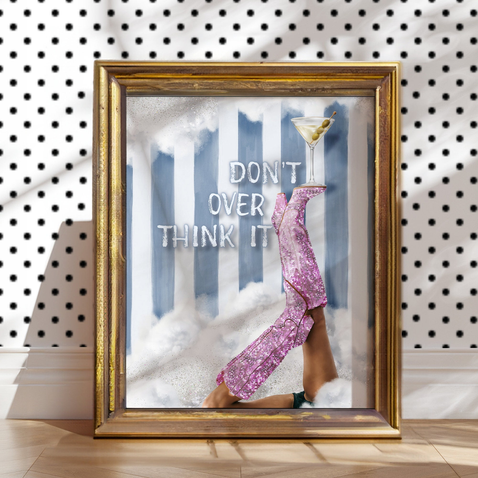 Don'T Over Think It Quote Print Girly Pink Preppy Dorm Room Art Trendy Inspirational ...