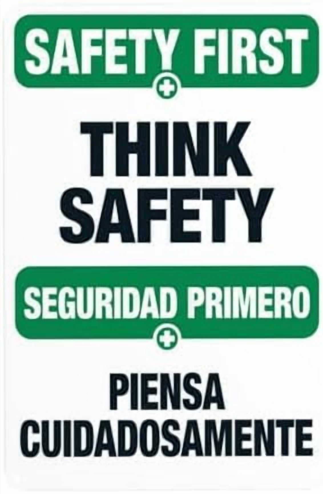 Think Safety Bilingual Warning Sign, Slogan Security Metal Signs for ...