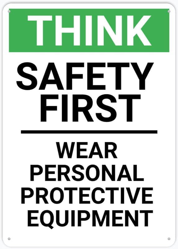Think Safety First Wear Ppe Wall Sign Signs Outdoor Uv Printed Aluminum ...
