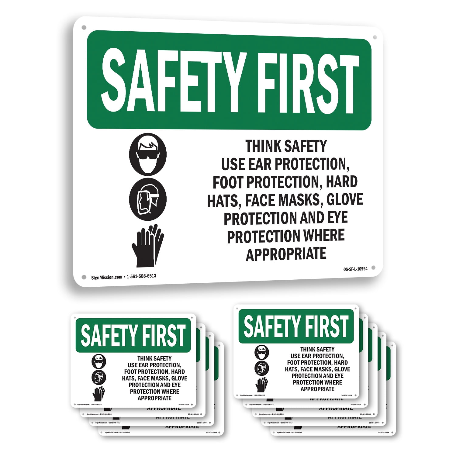 Think Safety Use Ear Protection With Symbol OSHA SAFETY FIRST Rigid ...