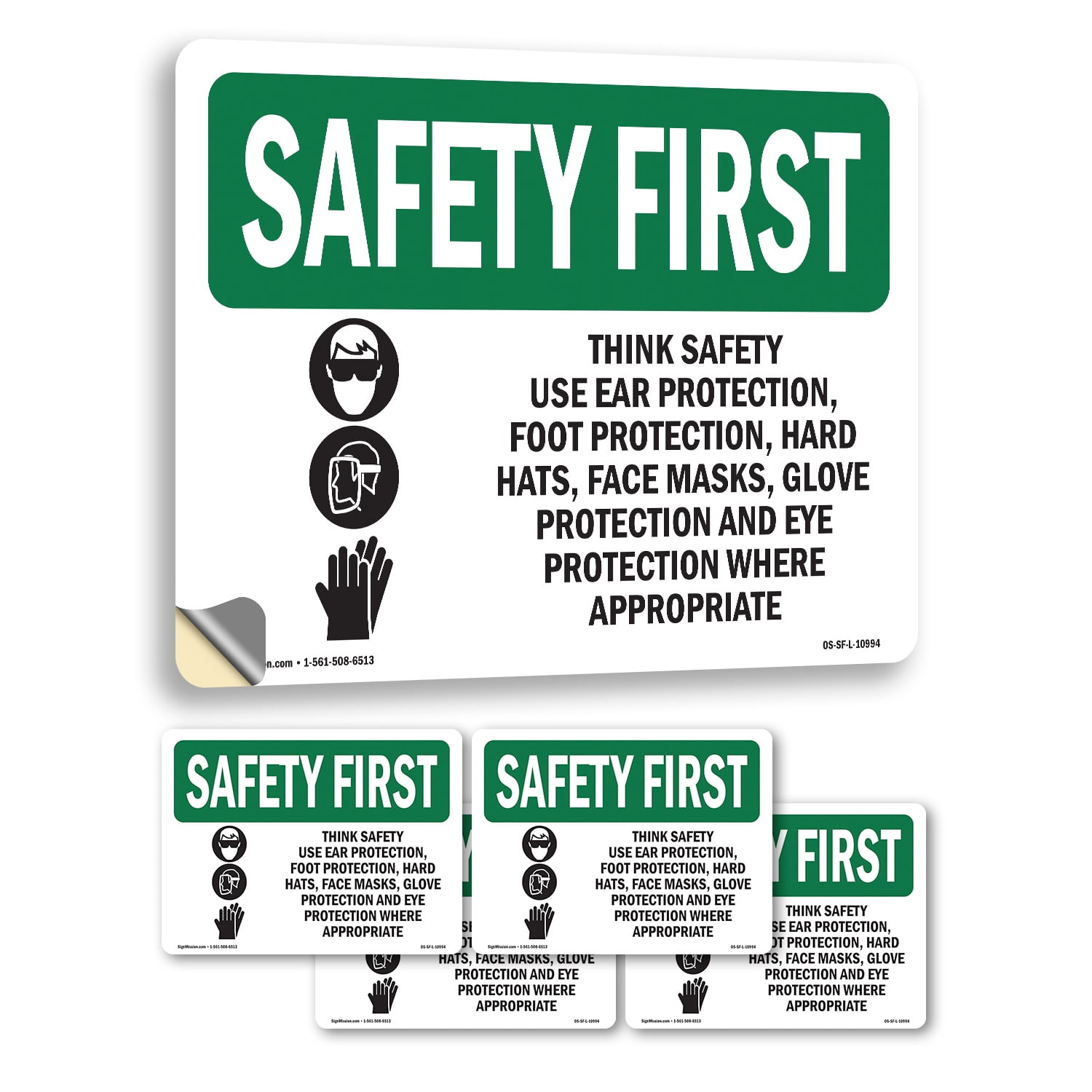 Think Safety Use Ear Protection With Symbol OSHA SAFETY FIRST Vinyl ...