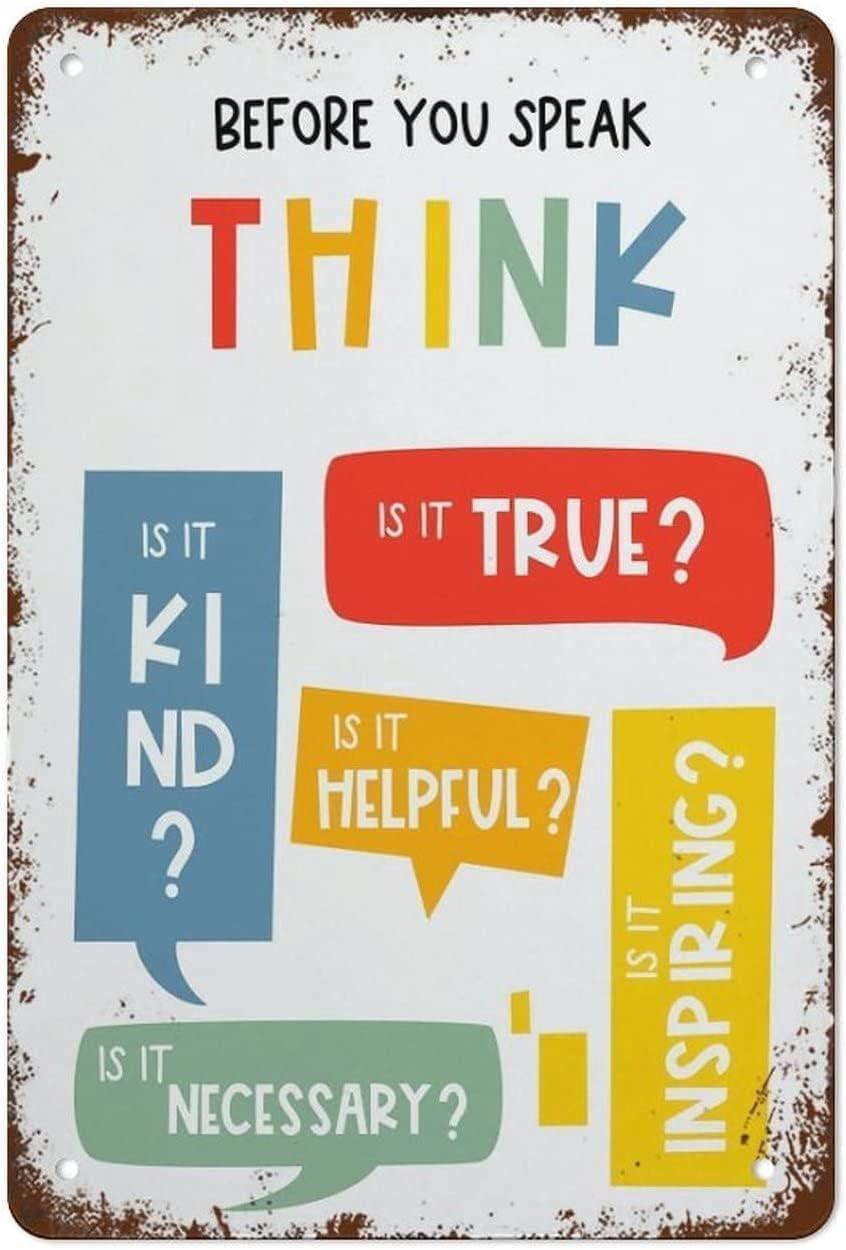 Think Before Speak Vintage Metal Aluminum Tin Sign Door Signs Exterior ...