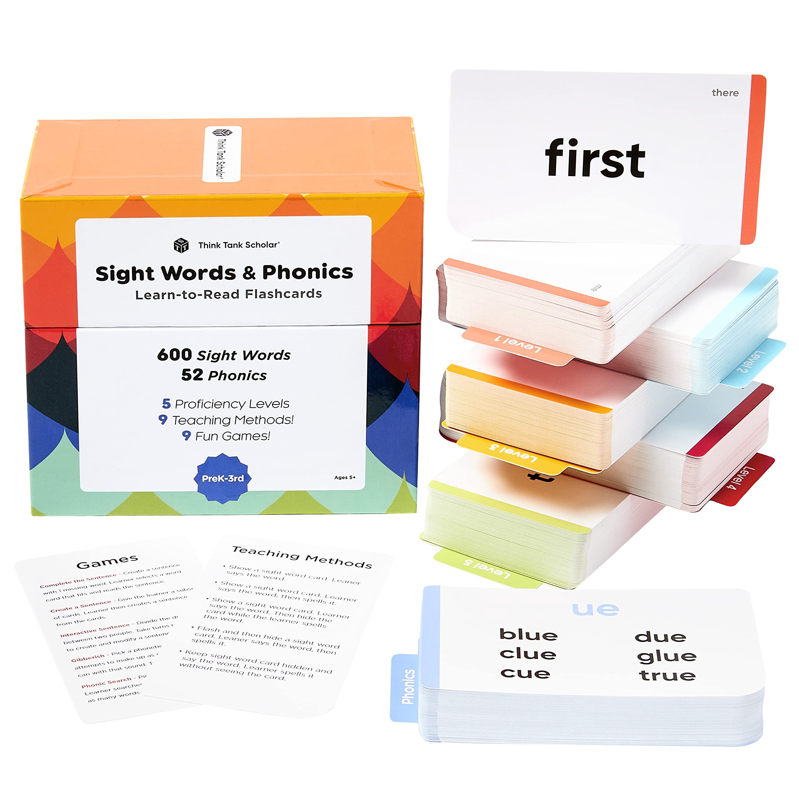 Think Tank Scholar 652 STF9 Sight Words/Phonics Flash Cards, CVC Blends ...