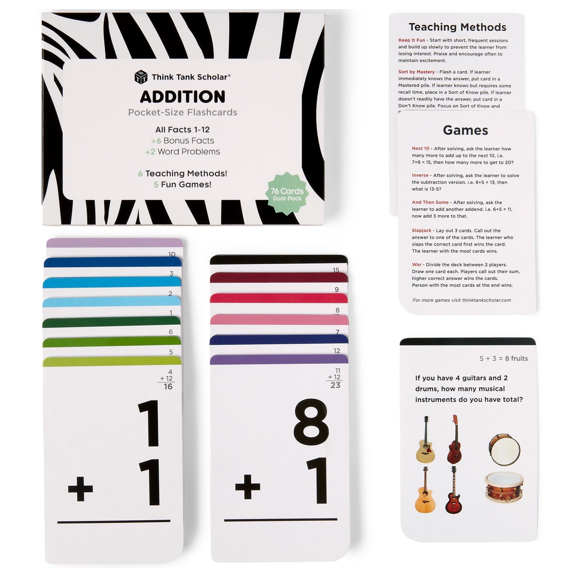 Think Tank Scholar Pocket Math Learn Addition Flash Cards (All Facts 1 ...