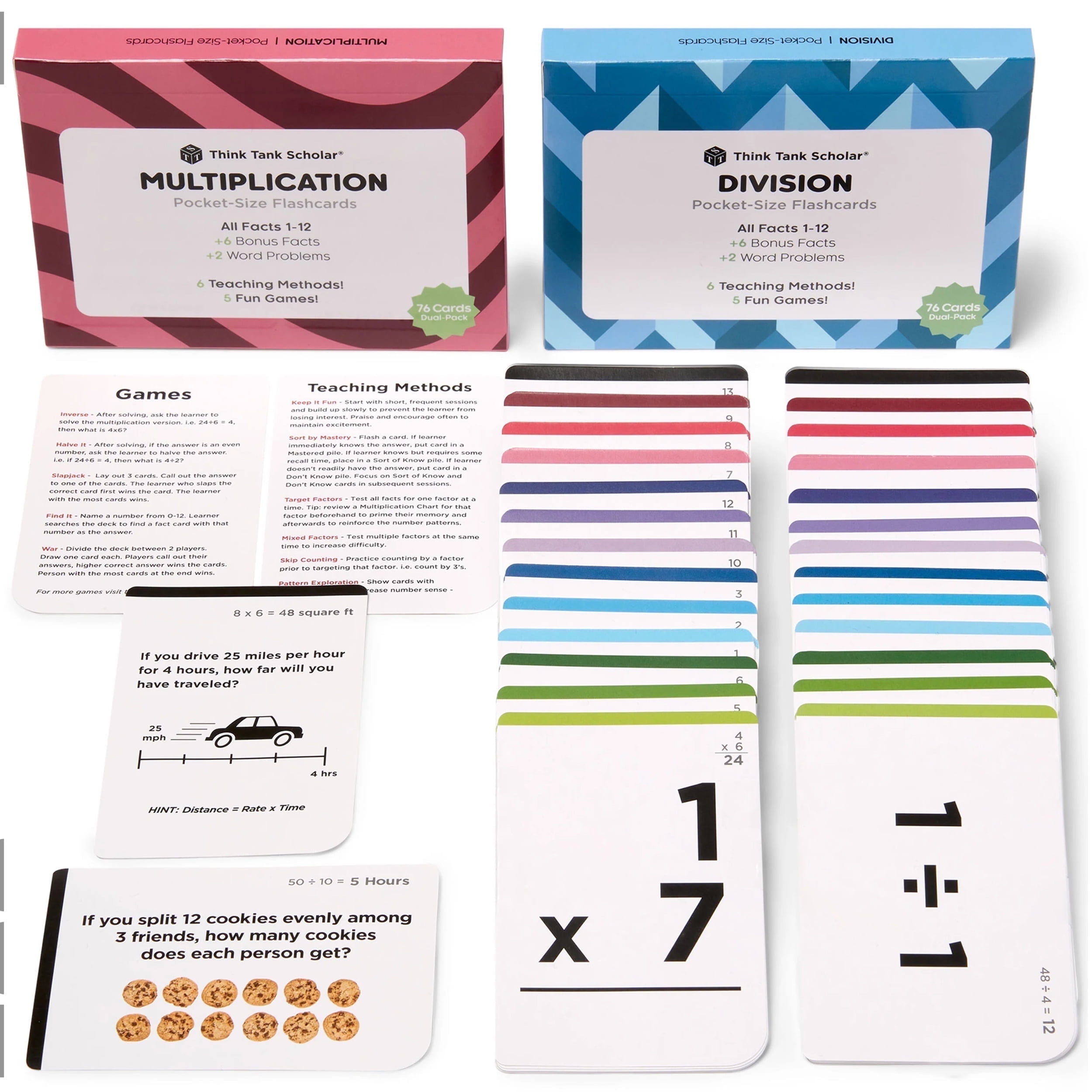Think Tank Scholar Multiplication Division Flash Cards, 300 Facts 1-12 ...