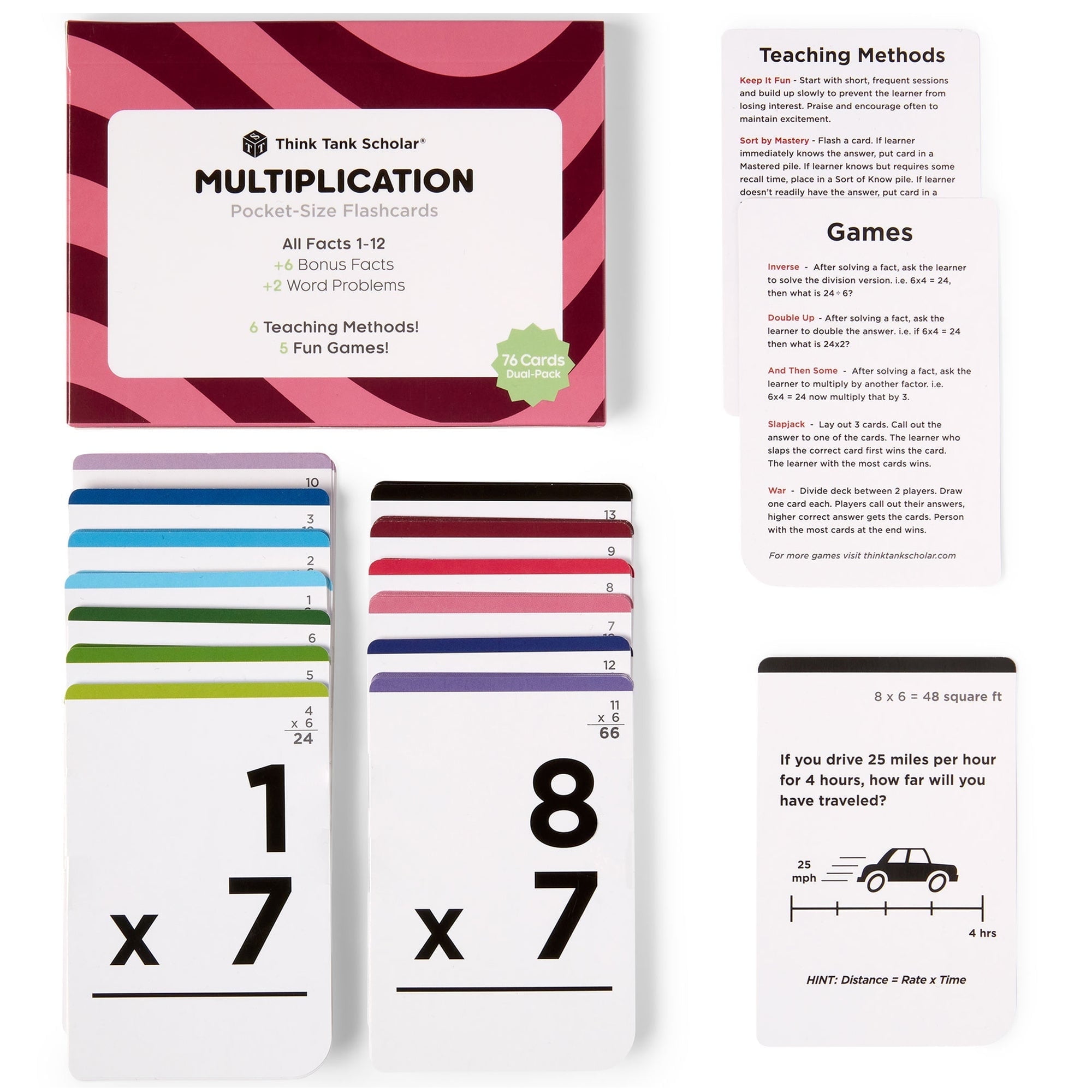 Think Tank Scholar Multiplication Flash Cards (150 Facts) Times Tables ...