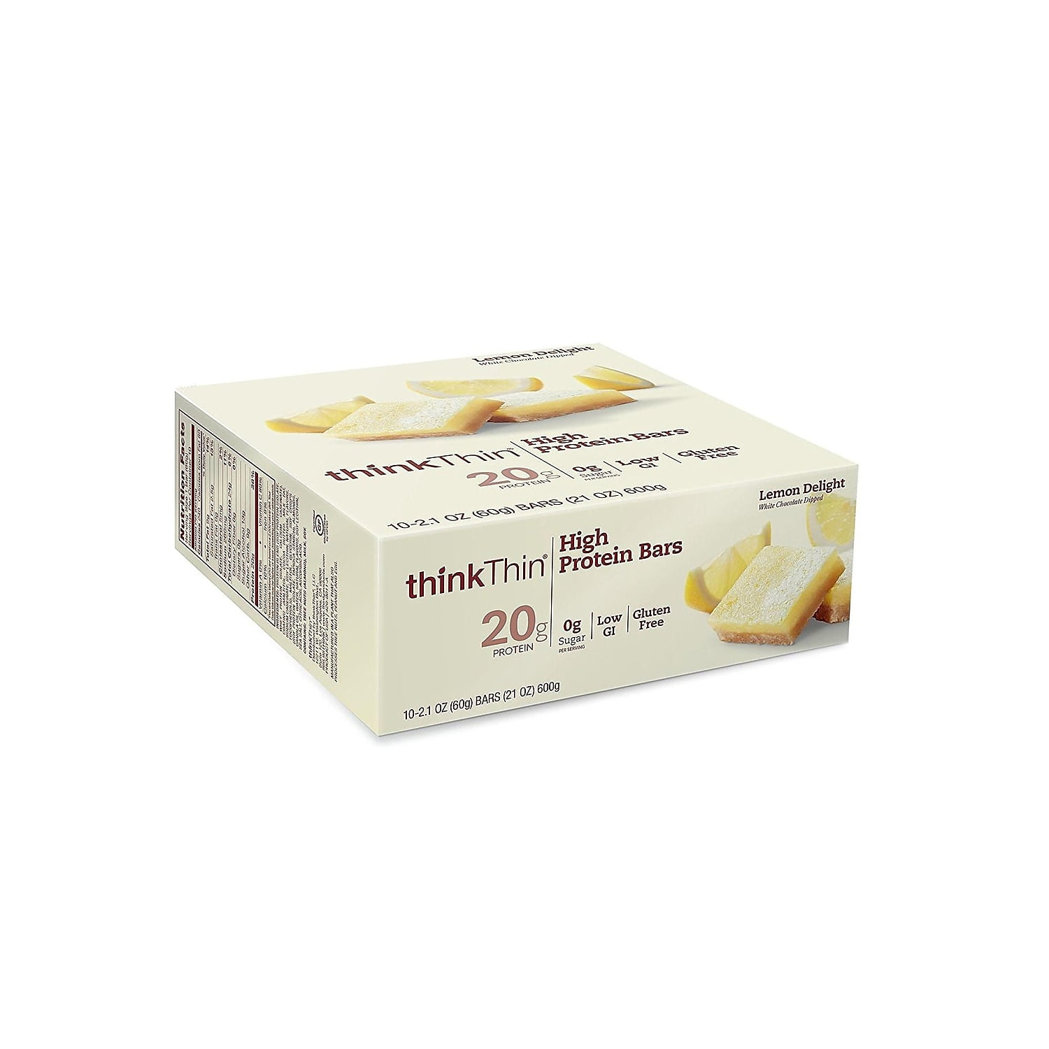Think Thin High Protein Bars, Lemon Delight White Chocolate Dipped ...